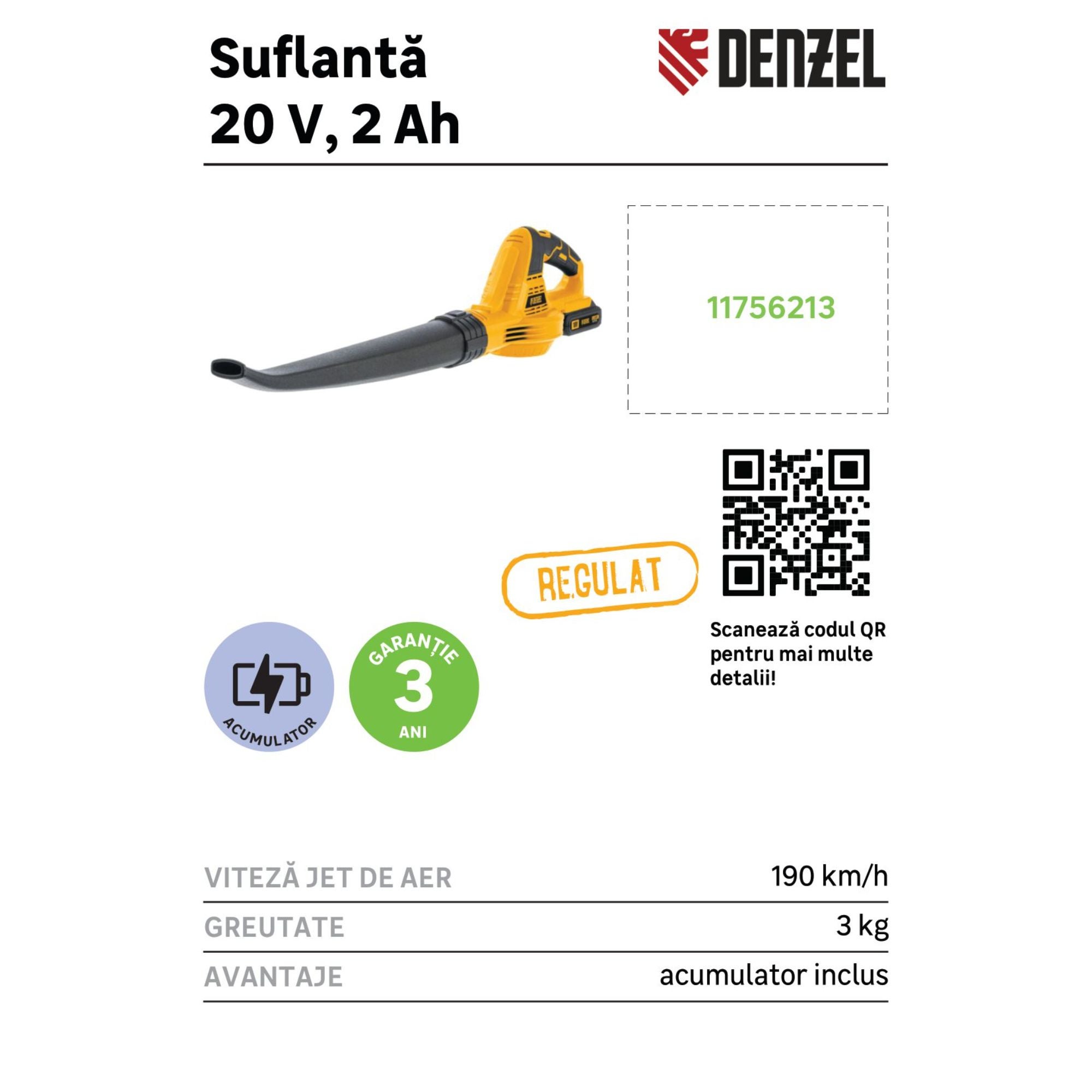 Suflanta frunze, pe acumulator 18 V, 2 ah