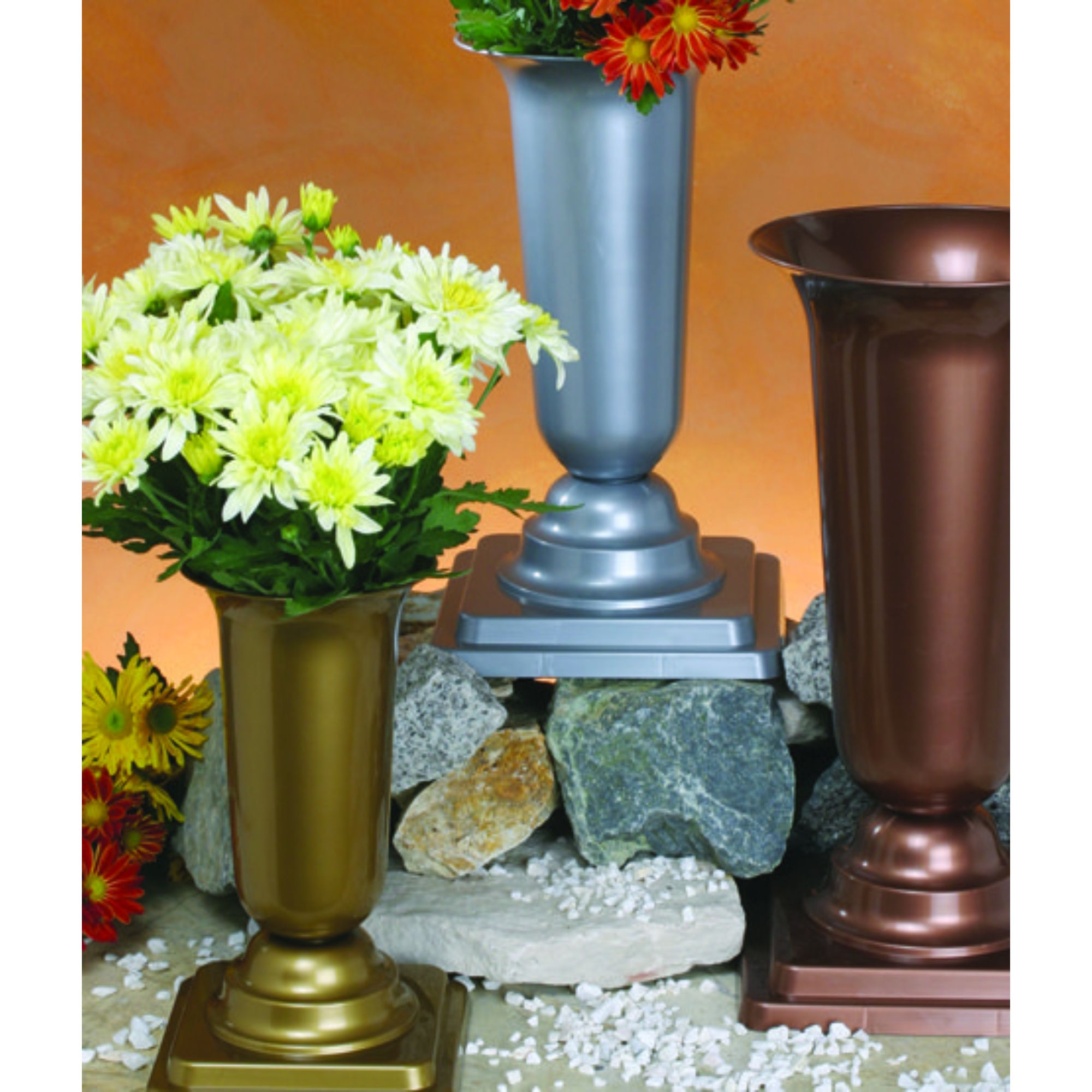 Vaza flori Chrome, plastic, Ø 20 cm, H 40 cm, auriu