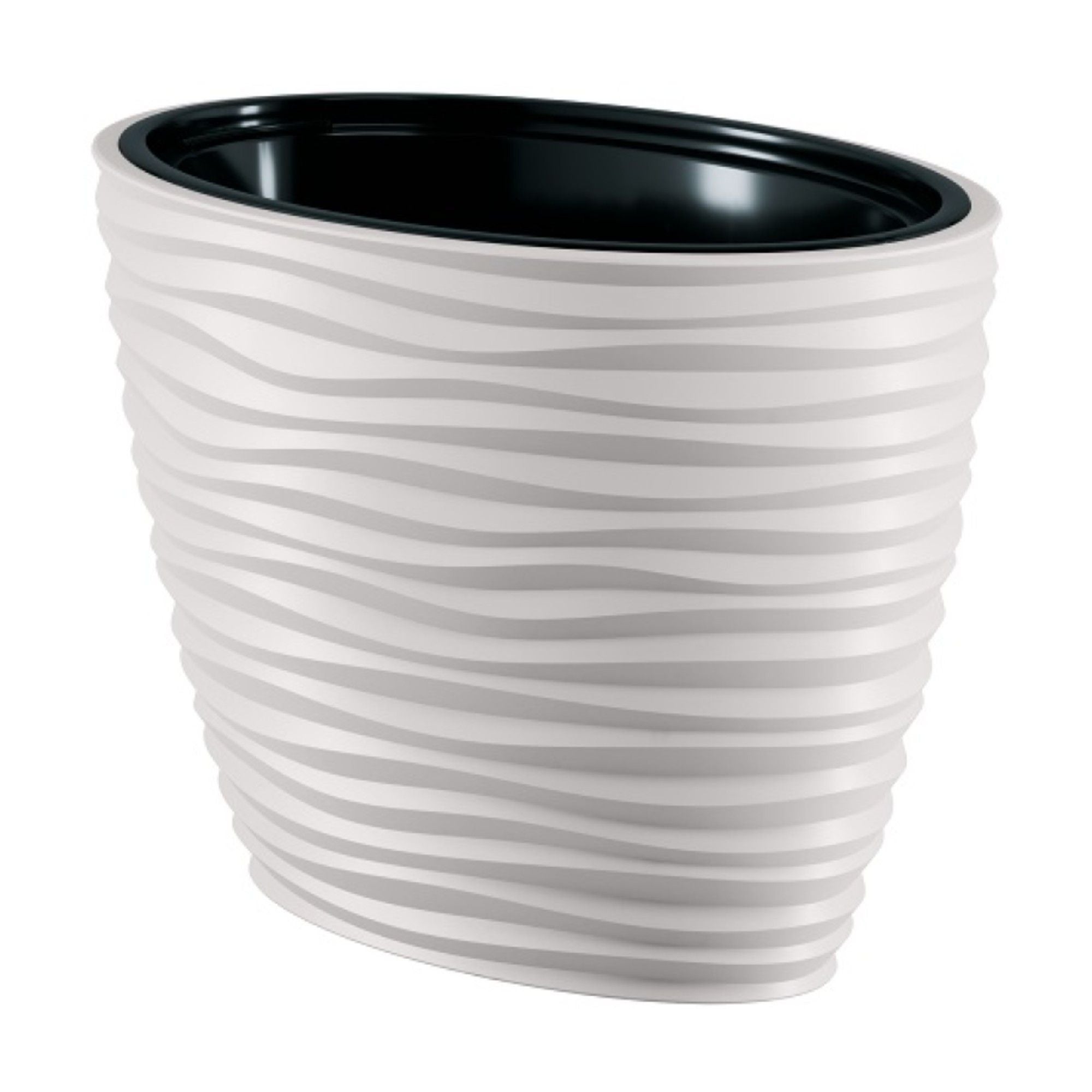 Ghiveci flori Sahara Dune, plastic, 60 x 85 cm, alb