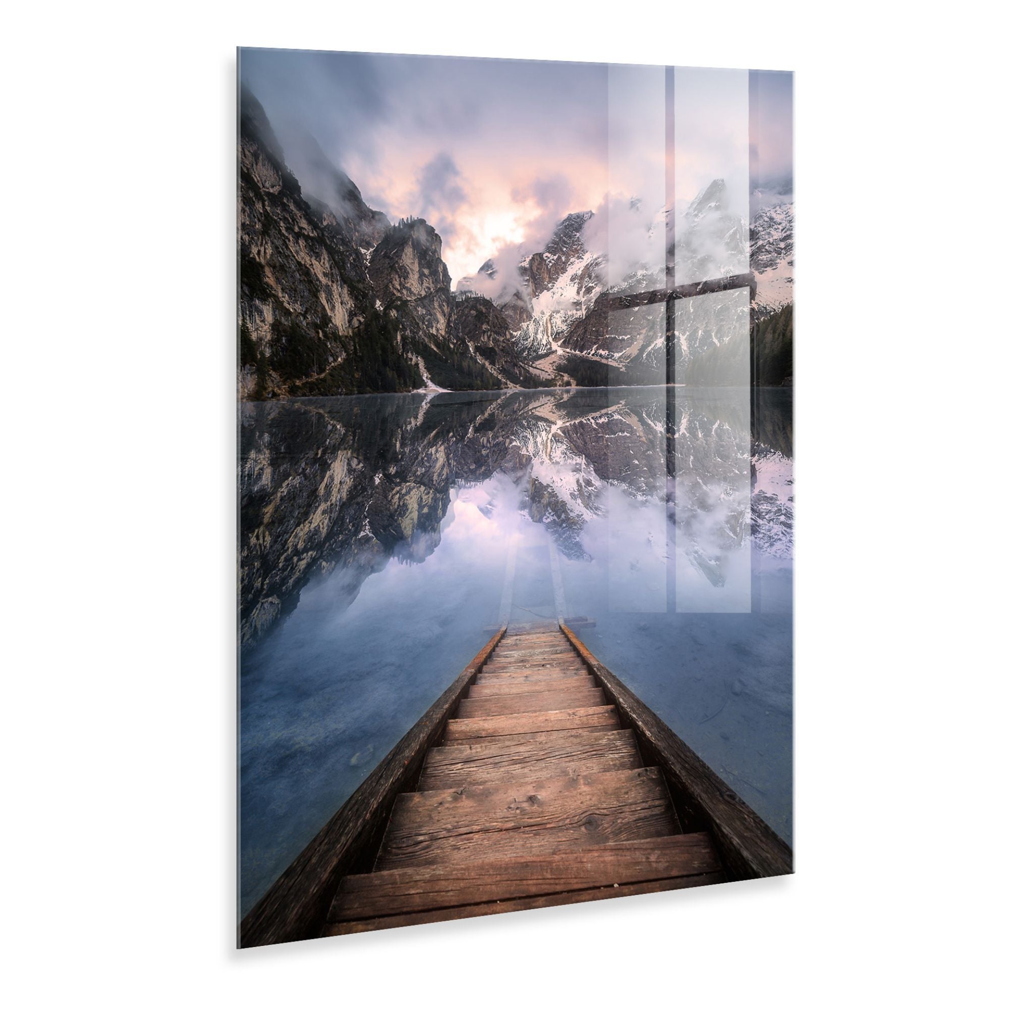 Tablou sticla Lac montan, 50 x 70 cm