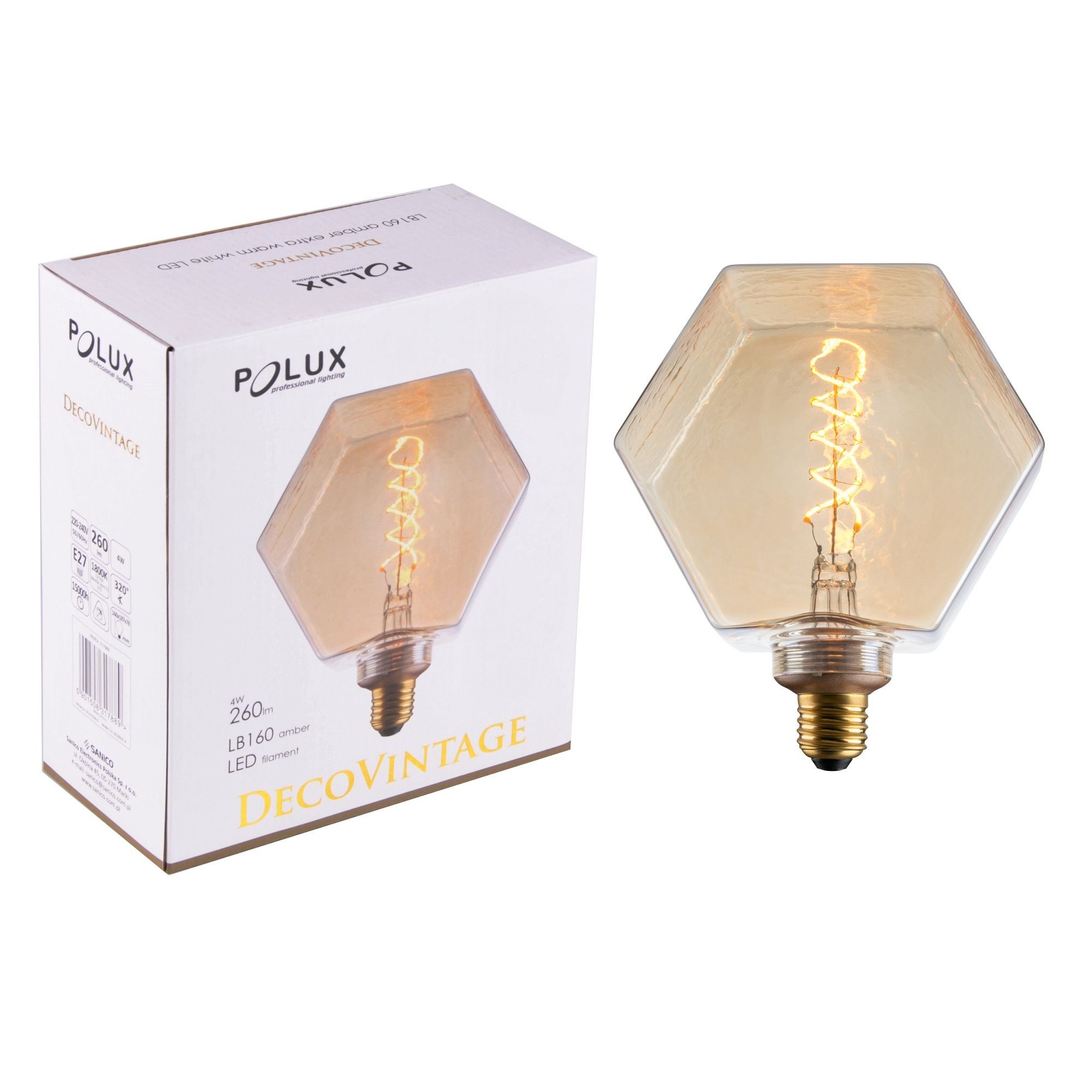 Bec LED decorativ E27, 4 W, 260 lumeni, LB160, Amber