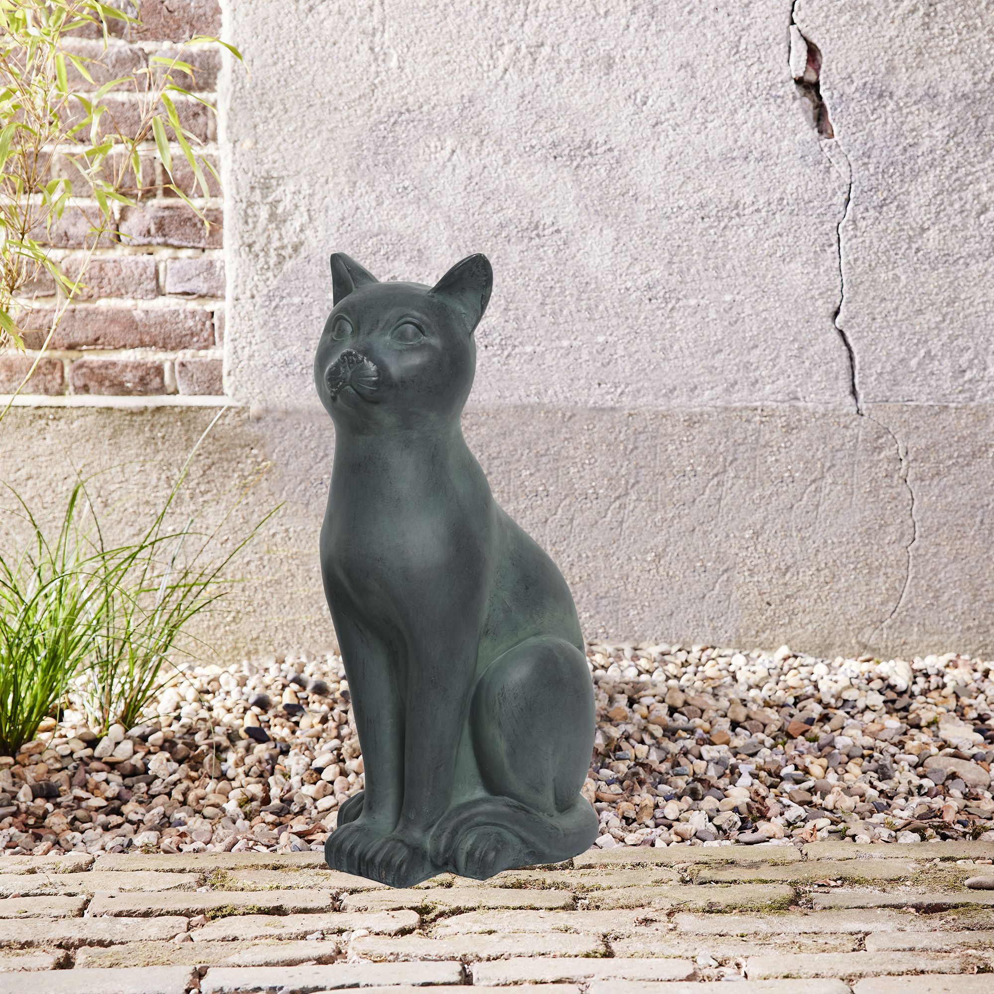 Statueta decorativa gradina, model pisica, H 26.5 cm
