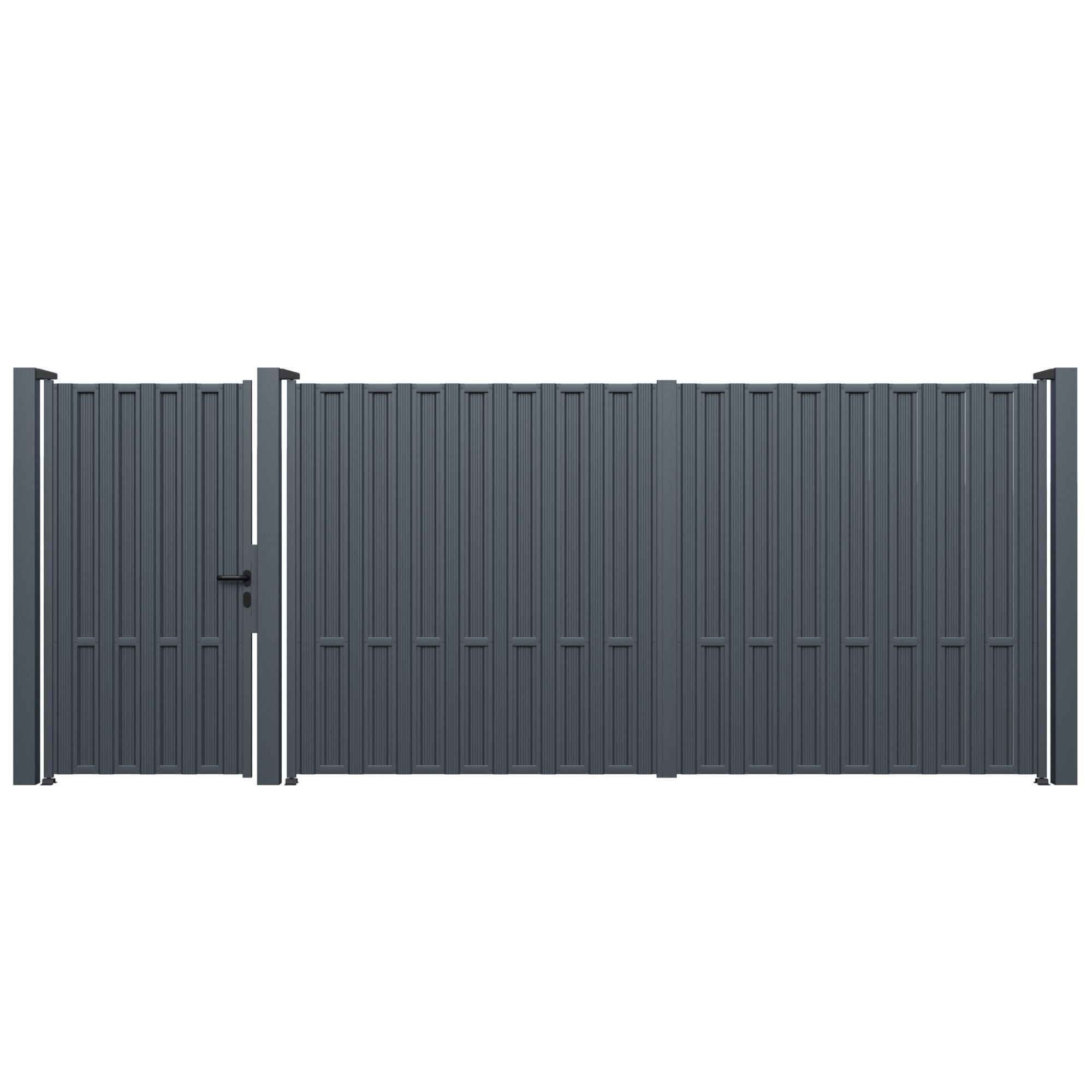 Poarta pietonala, model 72, otel, 100 x 180 cm, 0.4 mm, stanga, gri ...