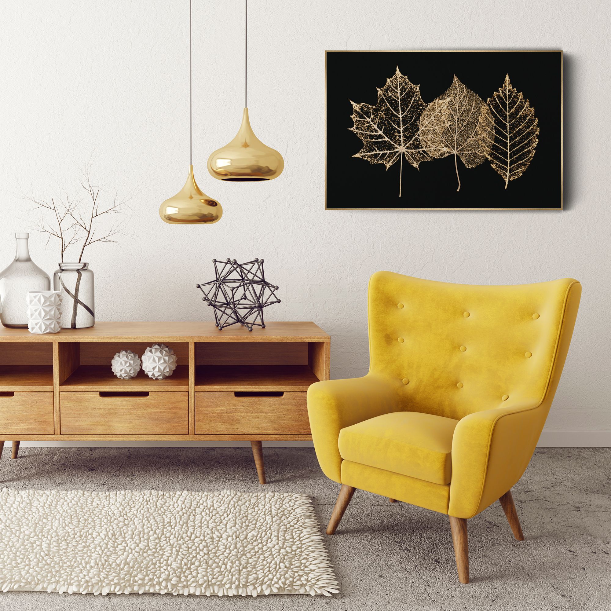 Tablou canvas Frunze aurii, 60 x 90 cm