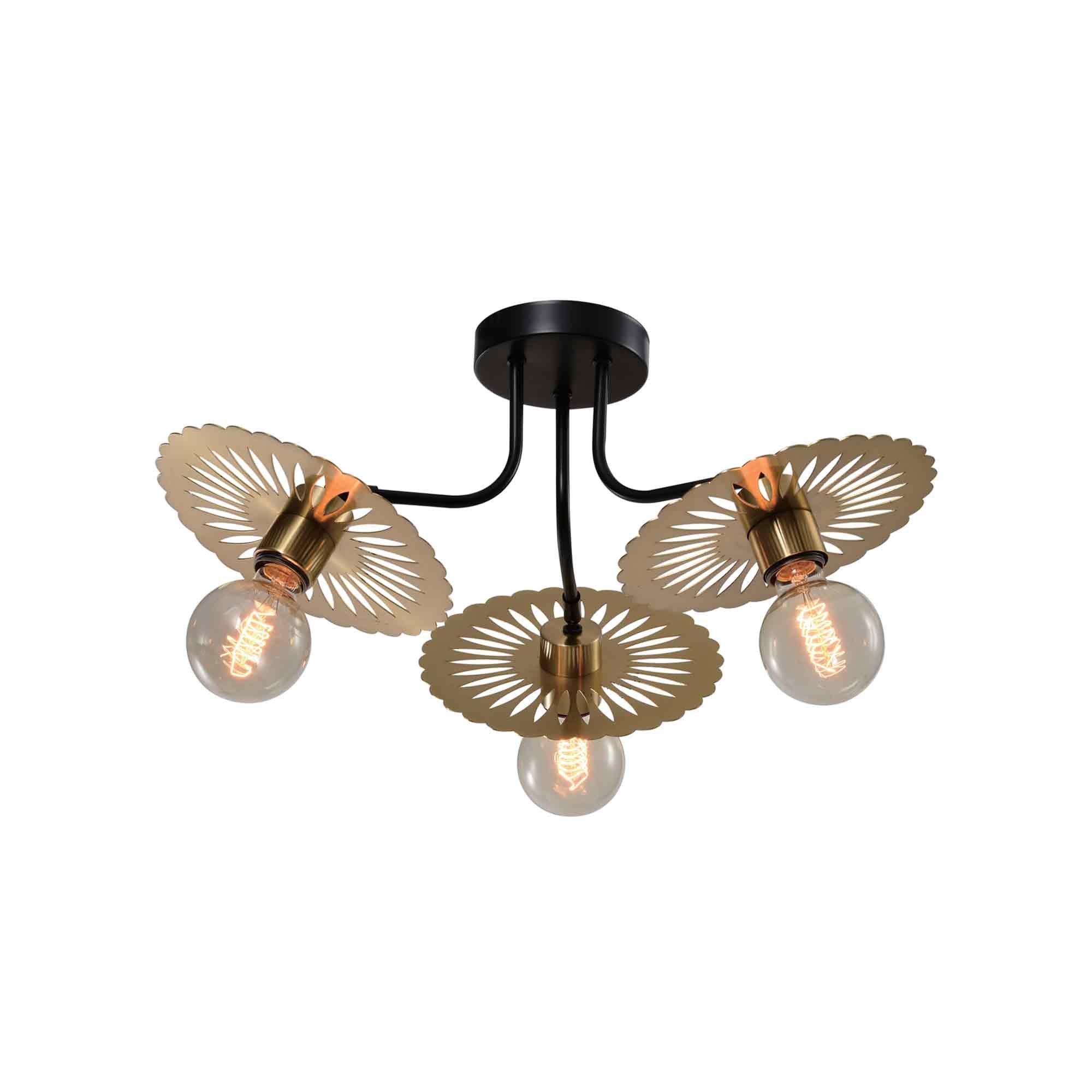 Lustra Dragon, 3 x E27, 40 W, negru/alama