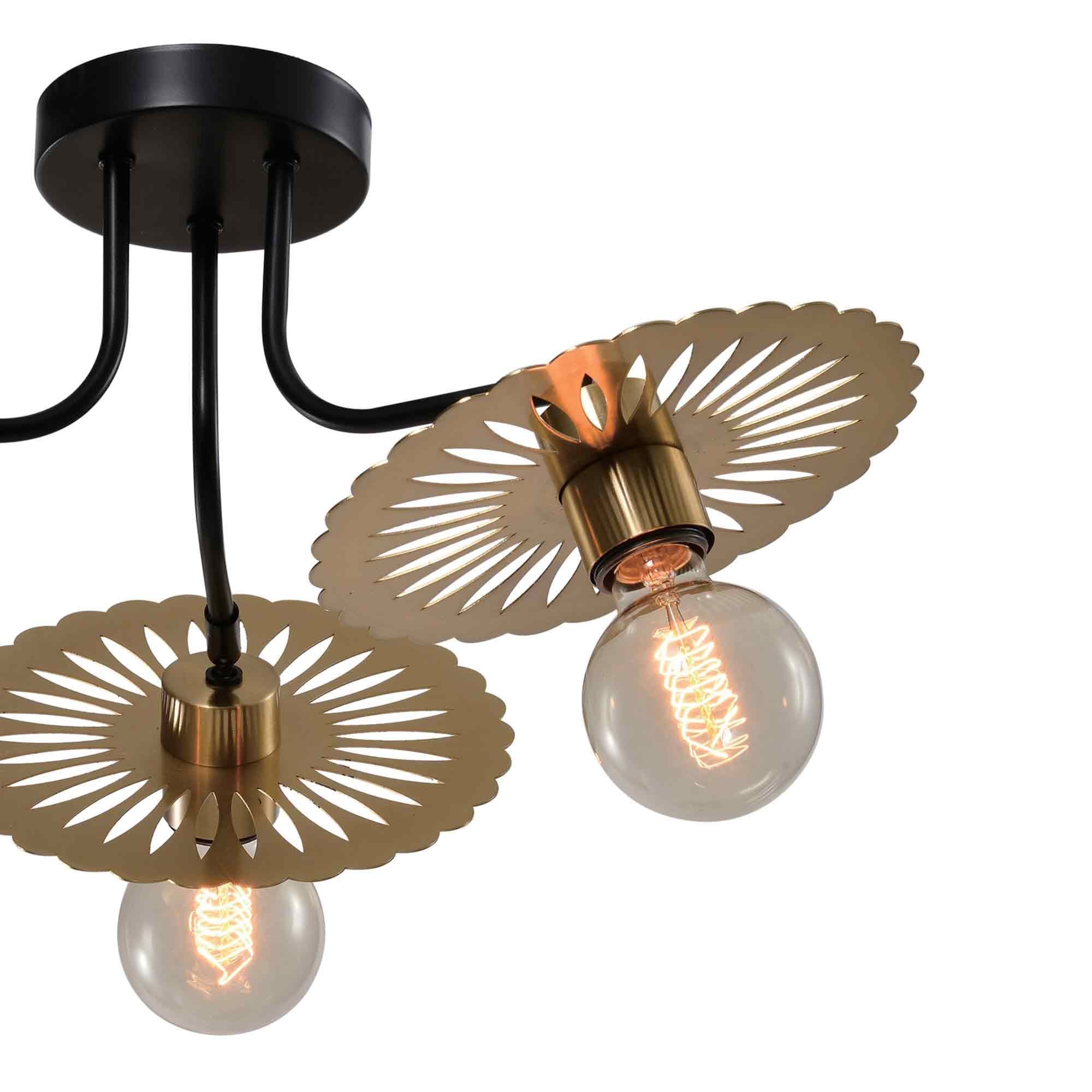 Lustra Dragon, 3 x E27, 40 W, negru/alama