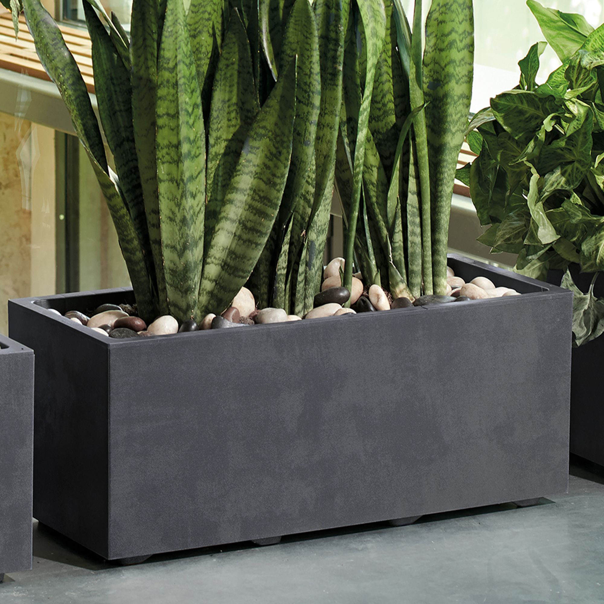 Jardiniera Millenium, plastic, lungime 59 cm, gri