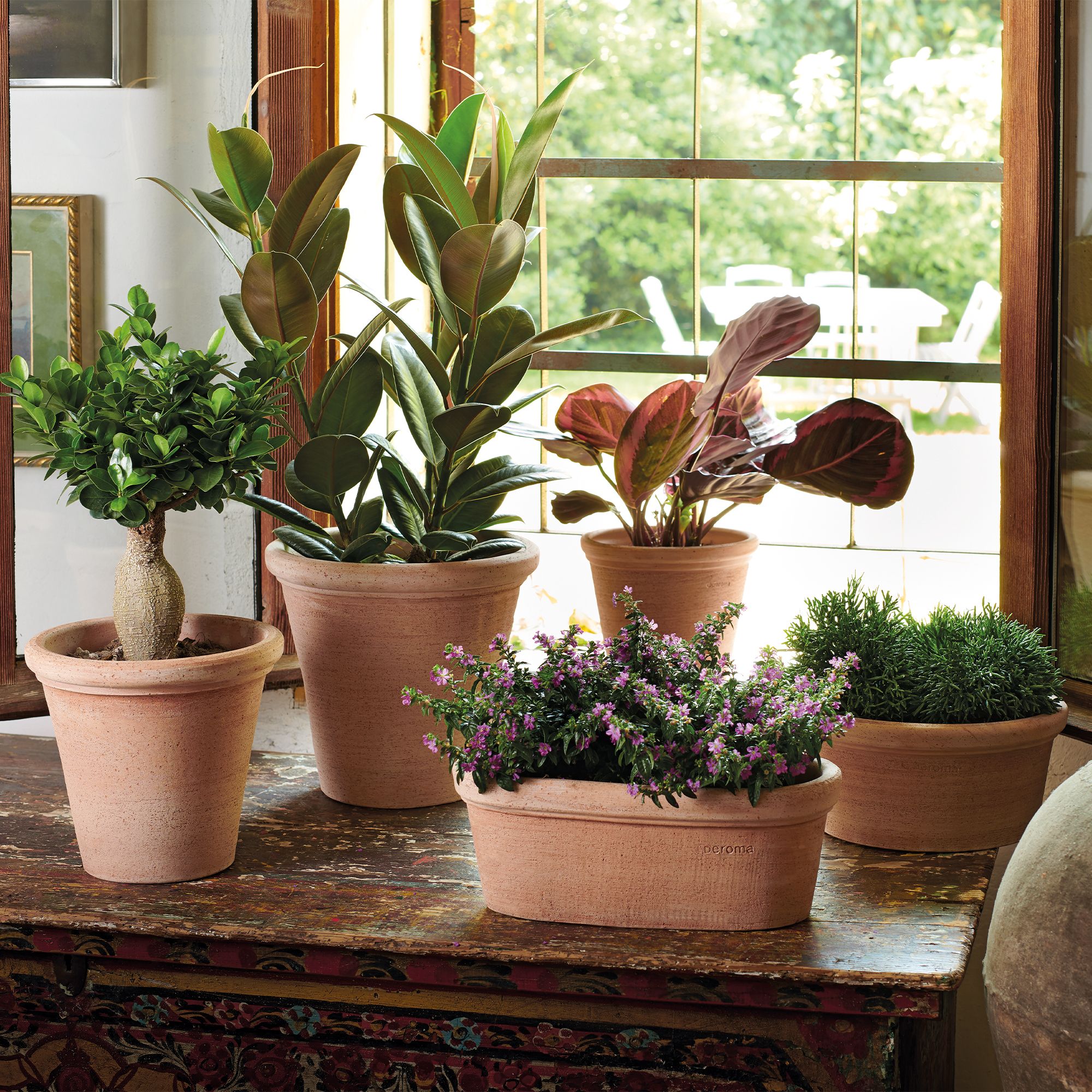 Jardiniera Etrusco, teracota, lungime 35 cm, maro teracota