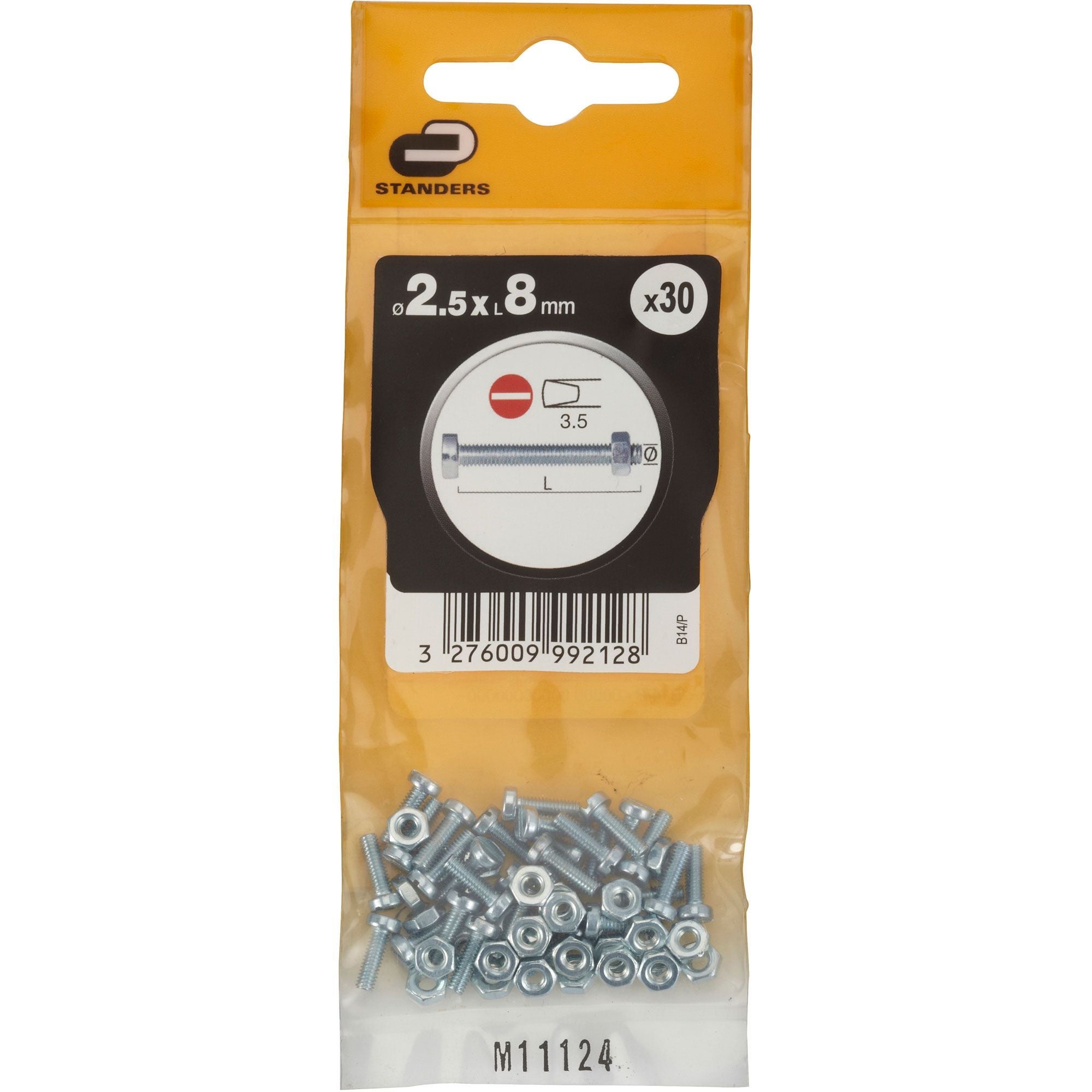 Suruburi metrice cu cap rotund, otel, 2.5 x 8 mm (30 buc)