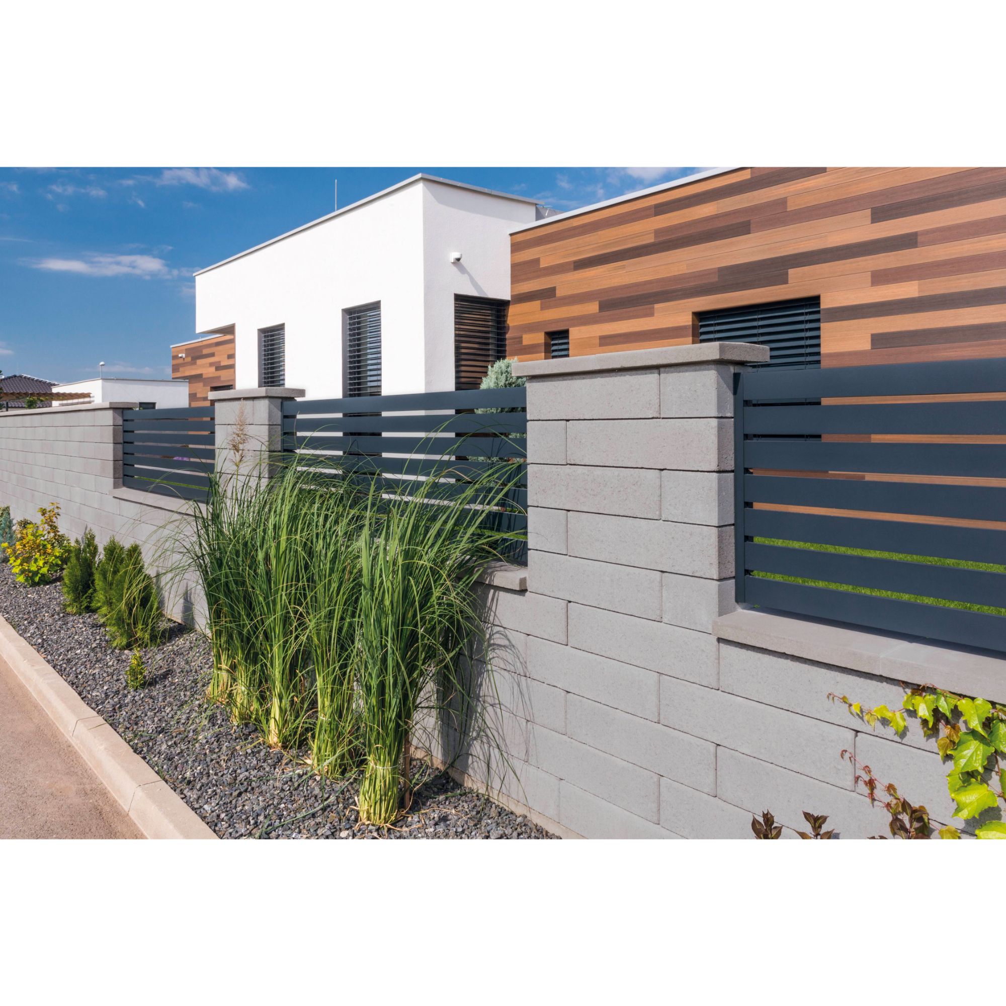 Boltar pentru gard Rivago, beton, 40 x 20 x 16 cm, gri deschis