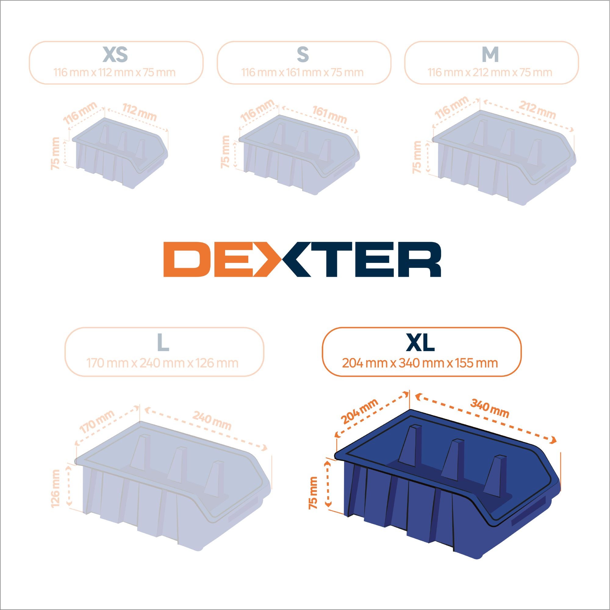 Cutie plastic Dexter, 204 x 340 x 155 mm, albastru