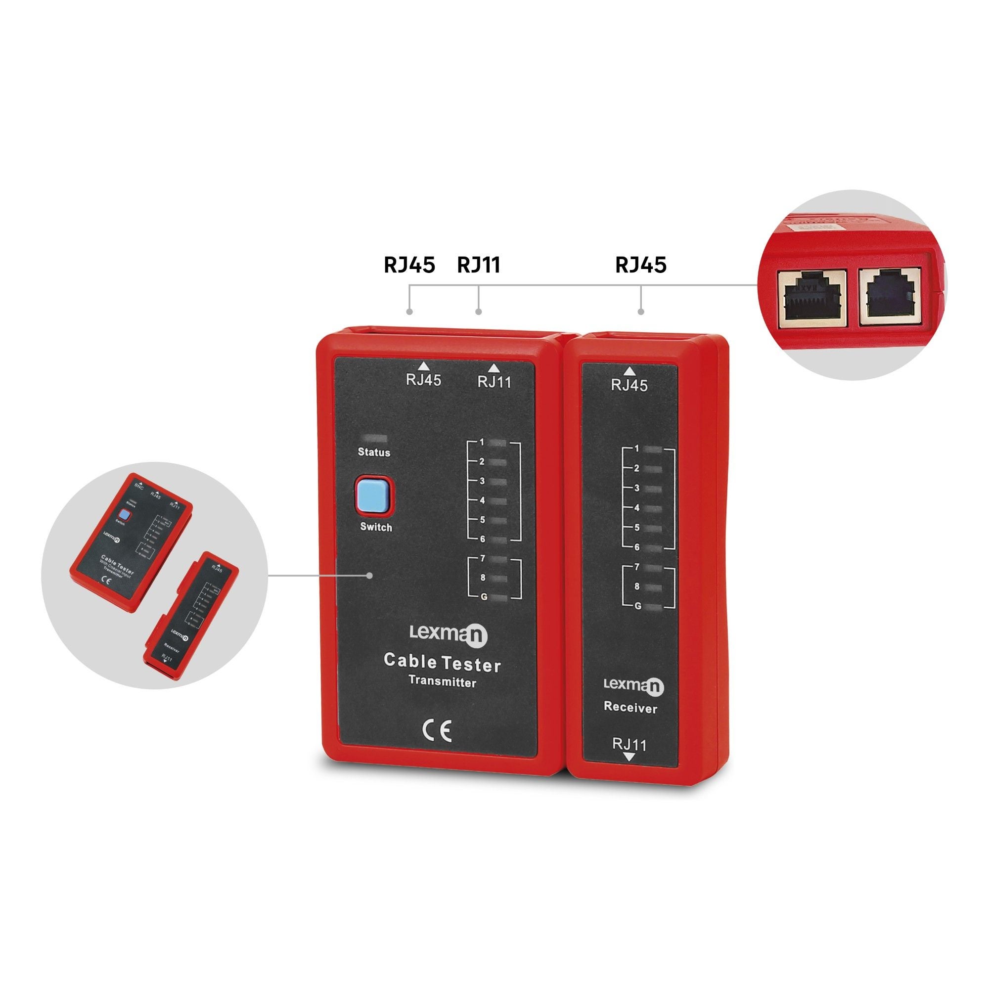 Tester cabluri RJ45, RJ11/12, Lexman