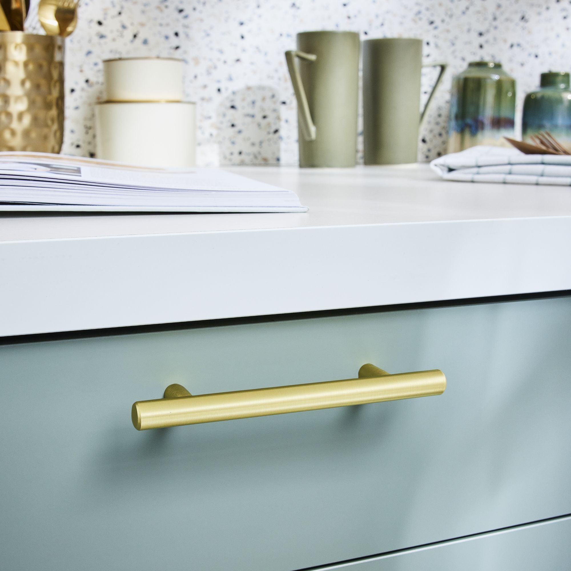 Maner mobila Inspire Sara, 96 mm, otel, auriu, finisaj mat