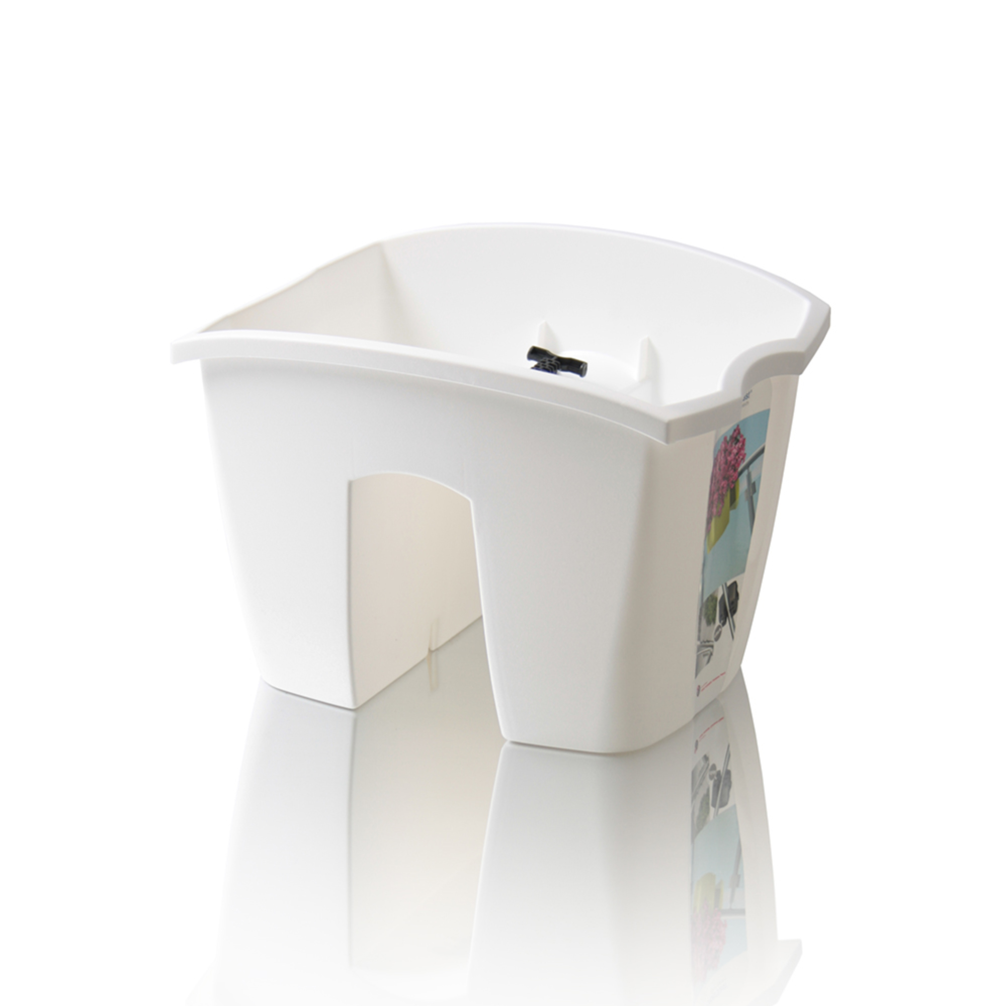 Ghiveci flori Crown, pentru bara balcon, plastic, 24 x 28 cm, alb