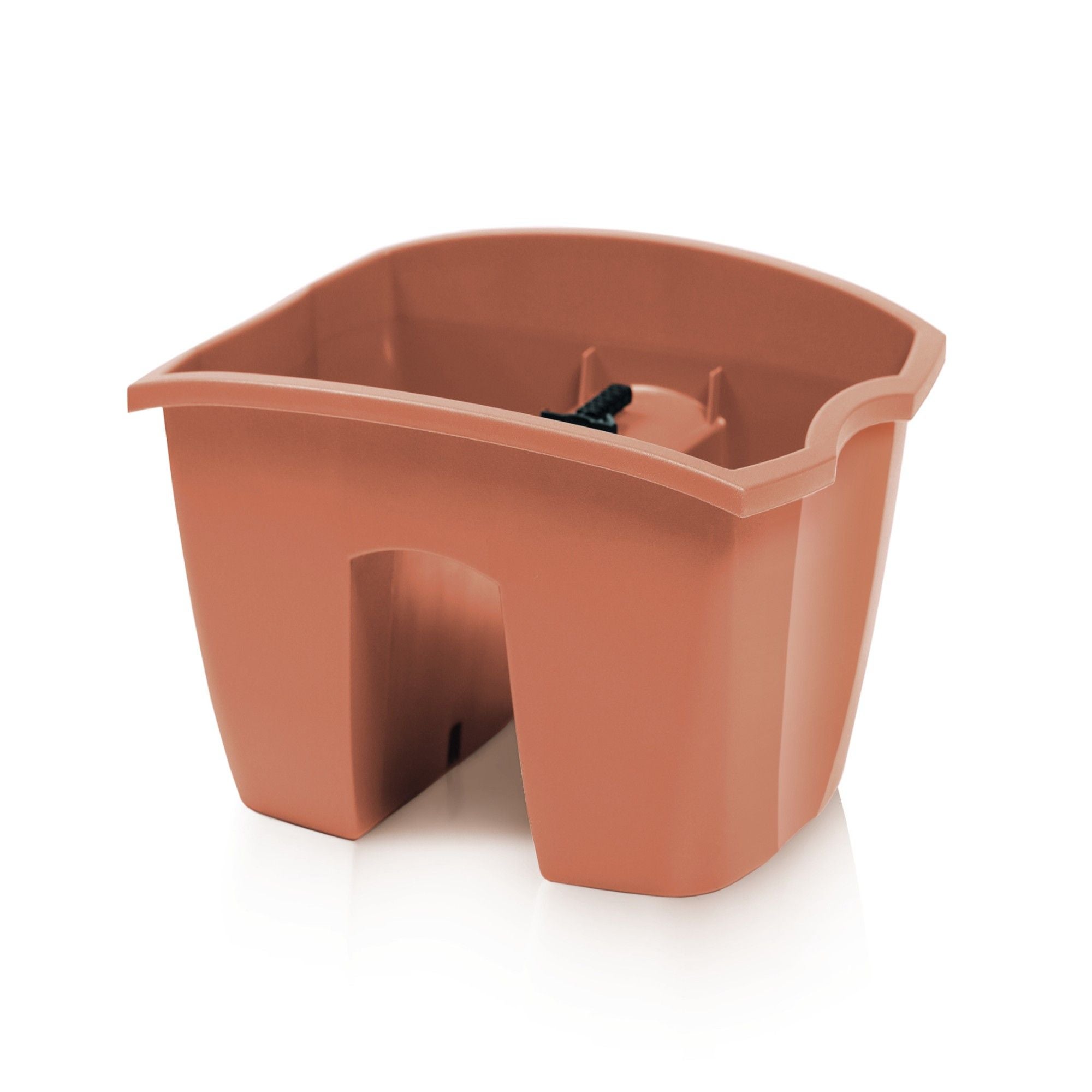 Ghiveci flori Crown, pentru bara balcon, plastic, 24 x 28 cm, maro teracota
