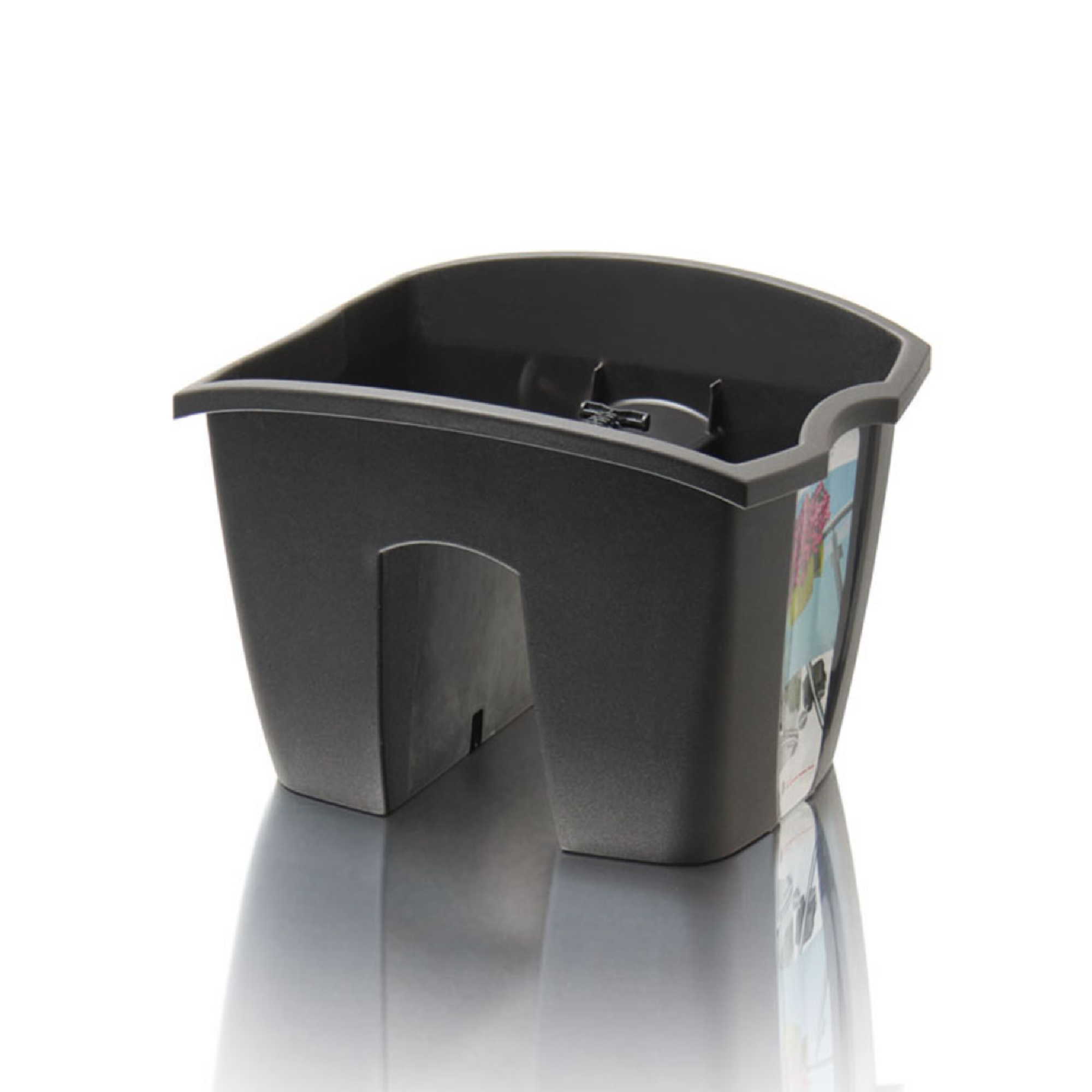 Ghiveci flori Crown, pentru bara balcon, plastic, 24 x 28 cm, gri antracit