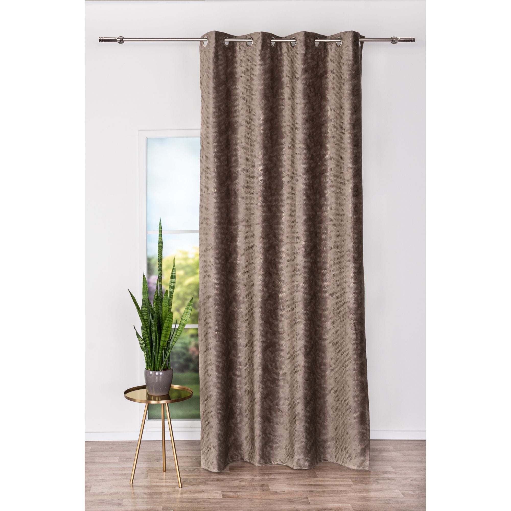 Draperie 140 x 260 cm, Terra, cu inele, maro