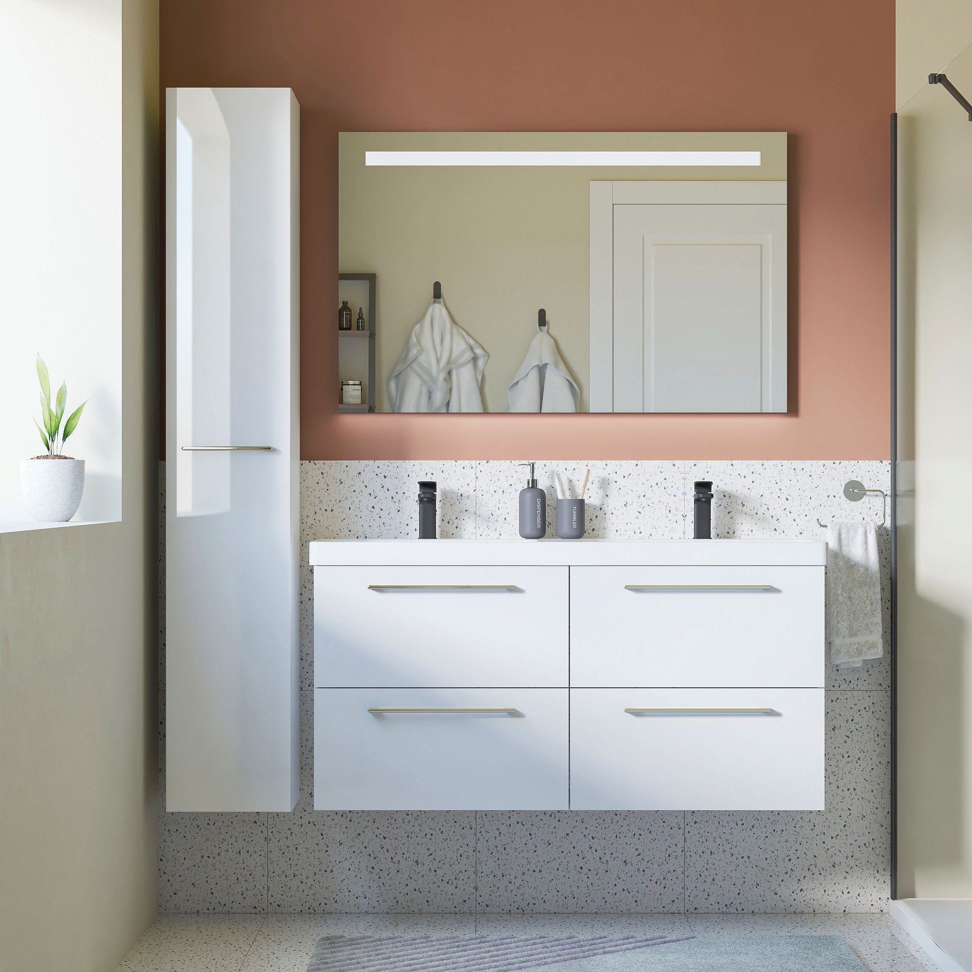Lavoar incastrat Sensea Remix, latime 121 cm, alb