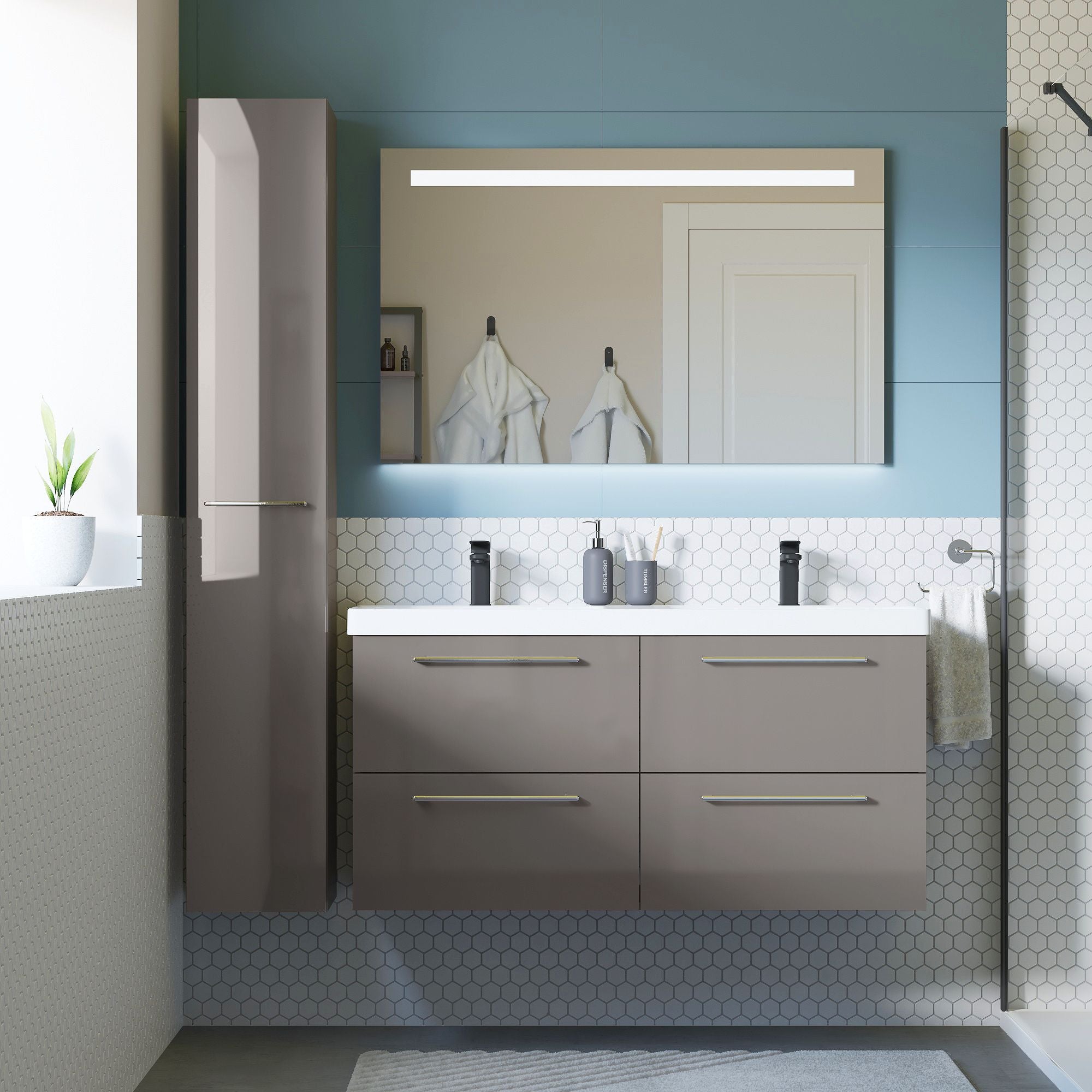Lavoar incastrat Sensea Remix, latime 121 cm, alb