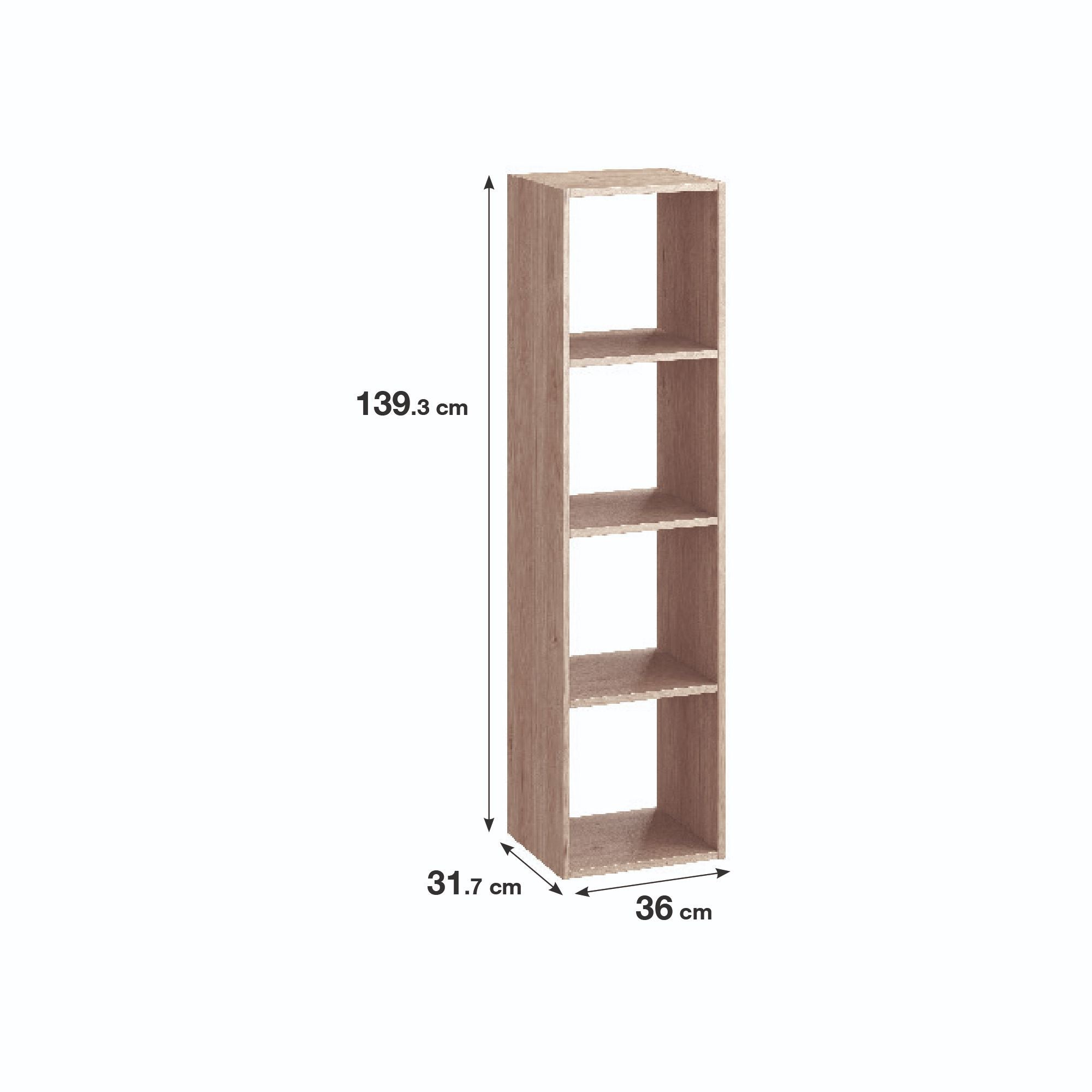 Raft 4 module, 139.3 x 36 x 31.7 cm, Spaceo Kub, aspect stejar