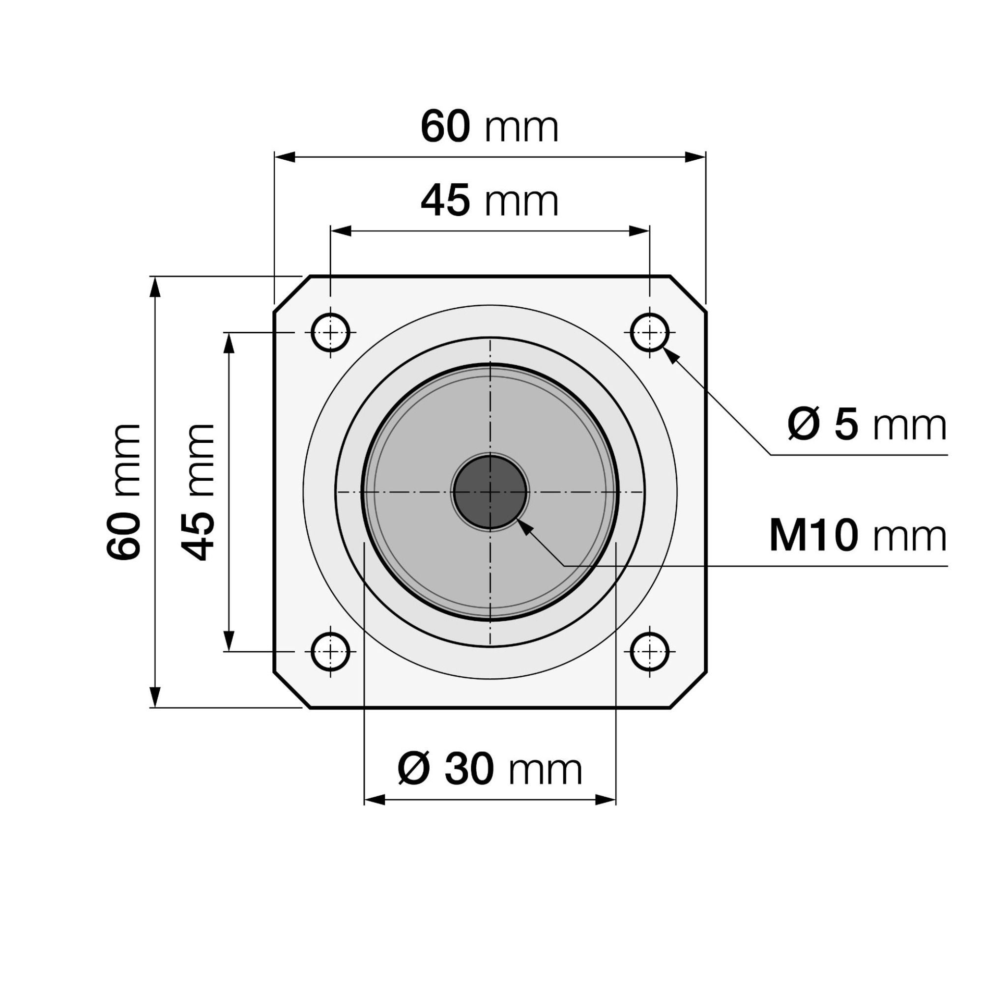 Picior Mobila ø 30 H 300 Mm Metal Argintiu Satinat Periat