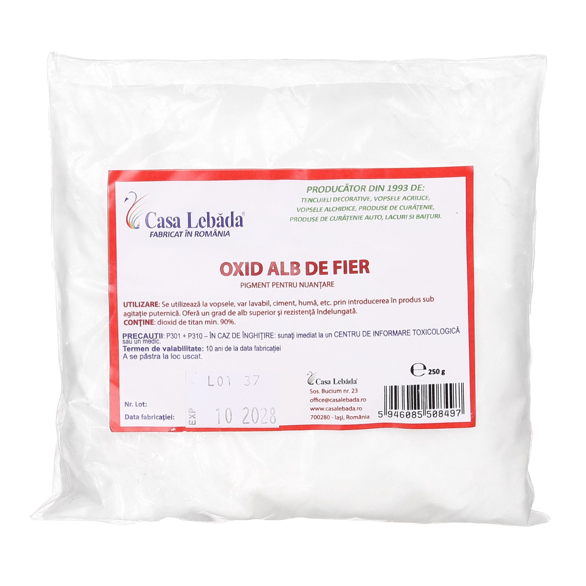 Colorant oxid alb, interior/exterior, 250 g, Casa Lebada