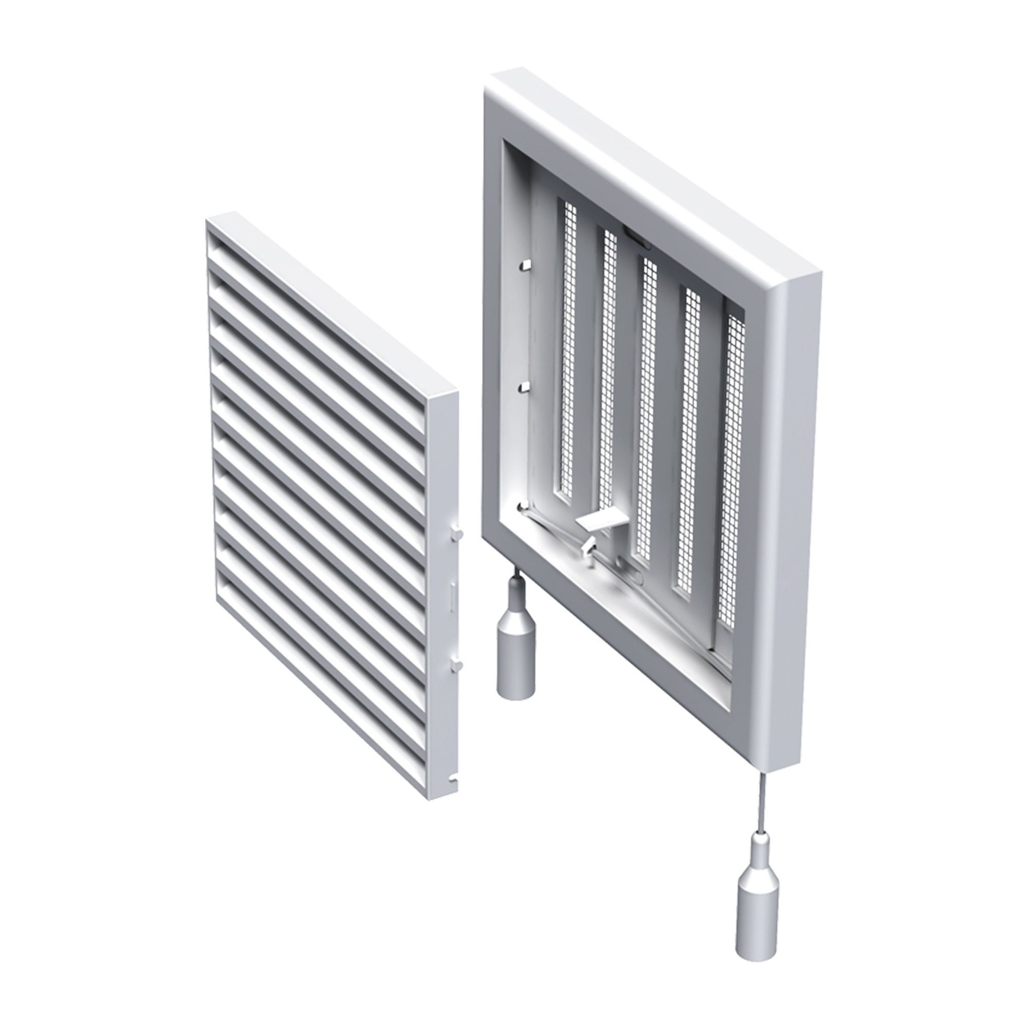 Grila ventilatie, cu snur, plastic, 18,6 x 18,6 cm, alba