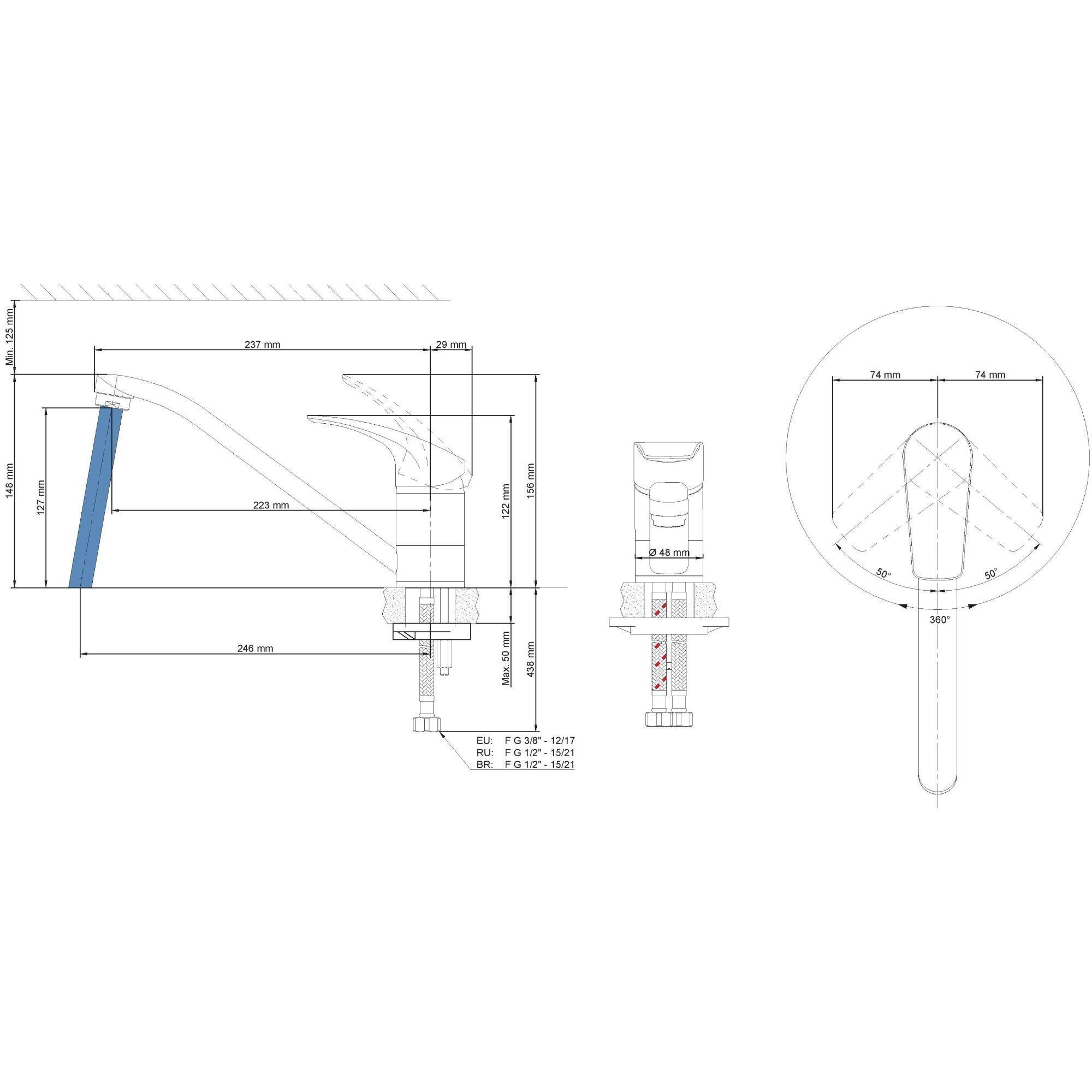 Baterie bucatarie Delinia Hugo, monocomanda, alb