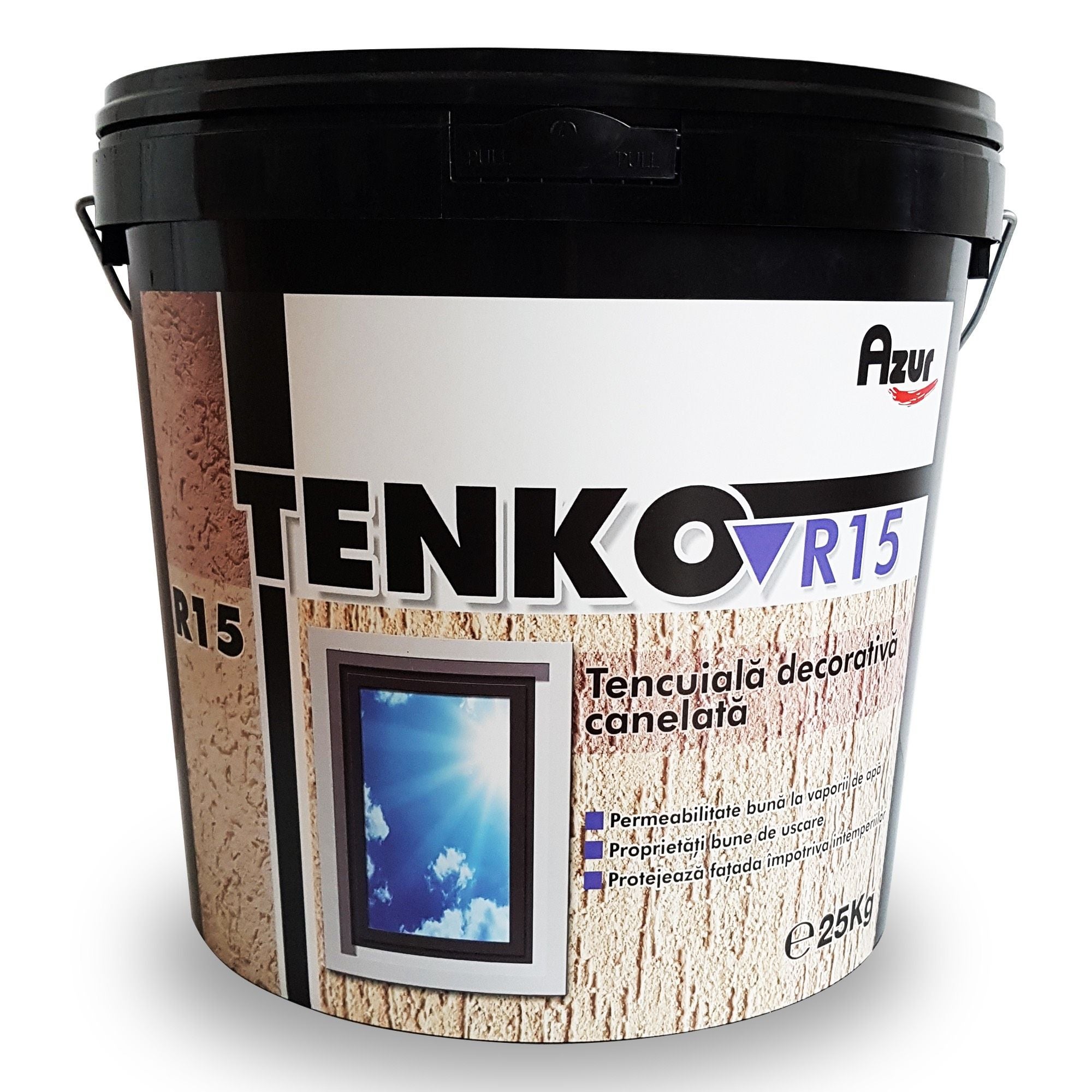 Tencuiala decorativa canelata Tenko R15, crem, aspect scoarta de copac, 25 kg