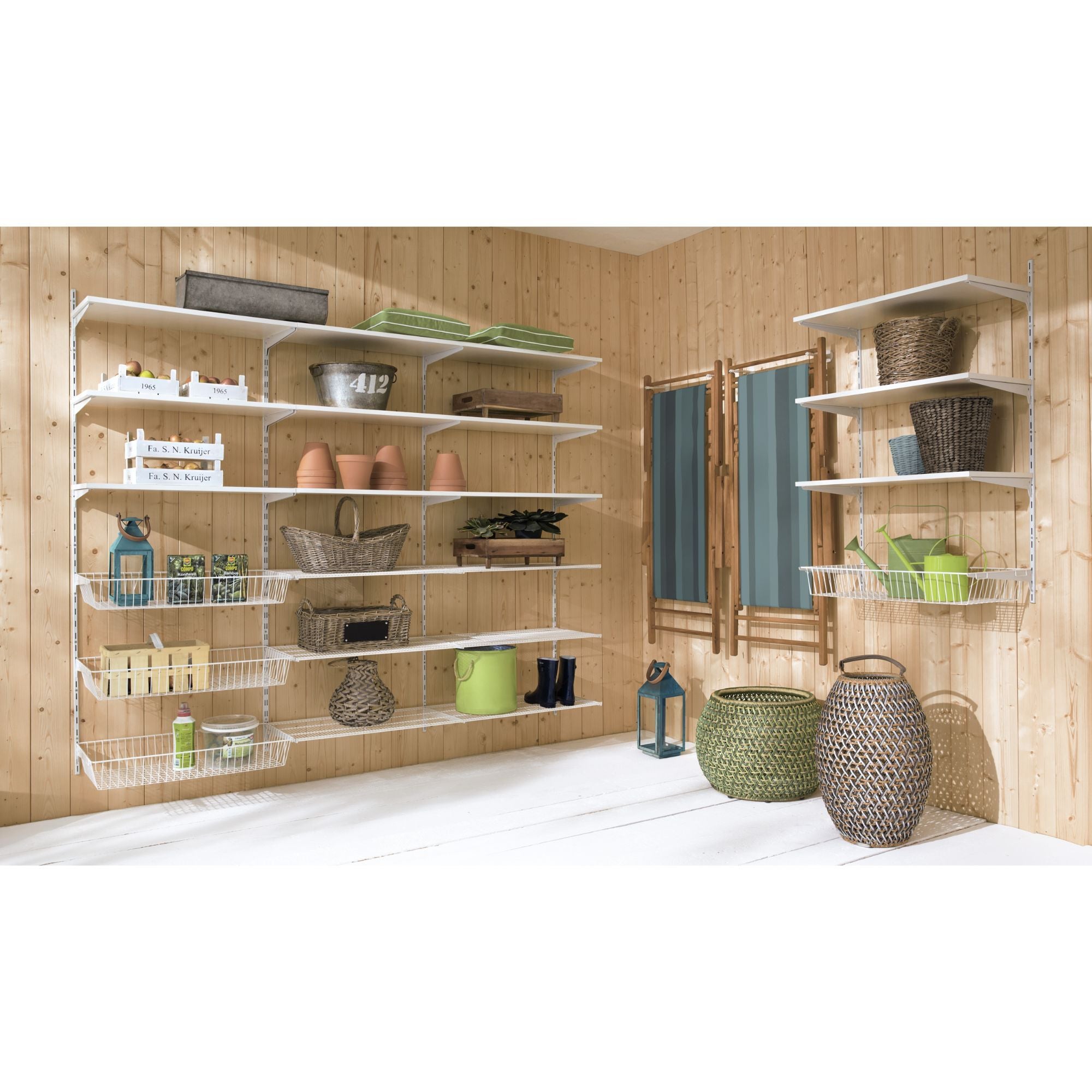 Suport dublu pentru raft pe sina, 370 mm, alb