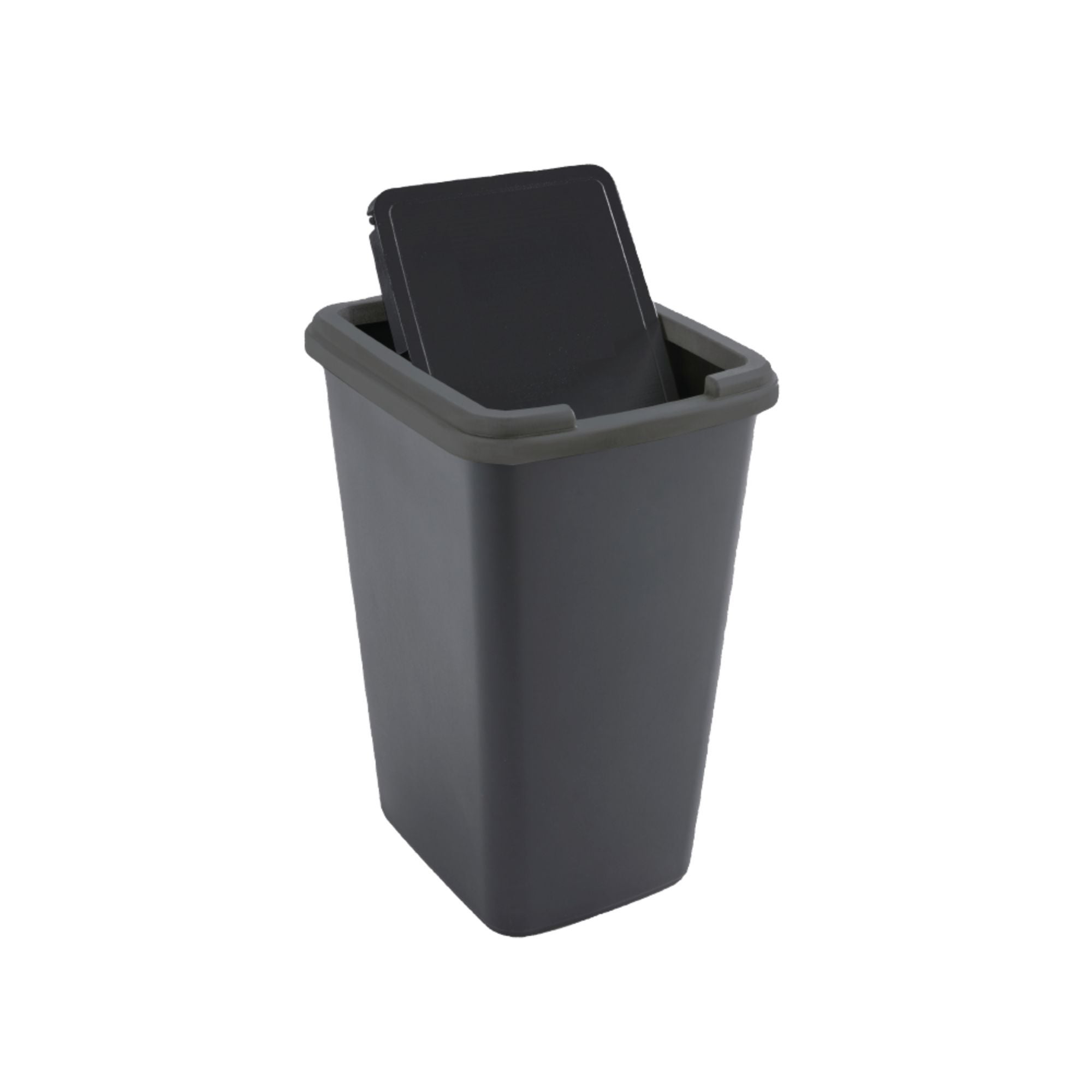 Cos de gunoi Delinia, din plastic, deschidere batanta, 50 L, negru