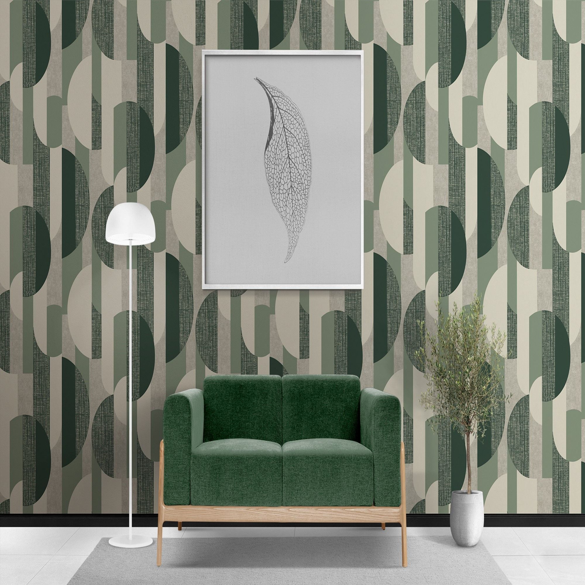Tapet vinil Tempo, model geometric, verde, rola 10 x 0.53 m