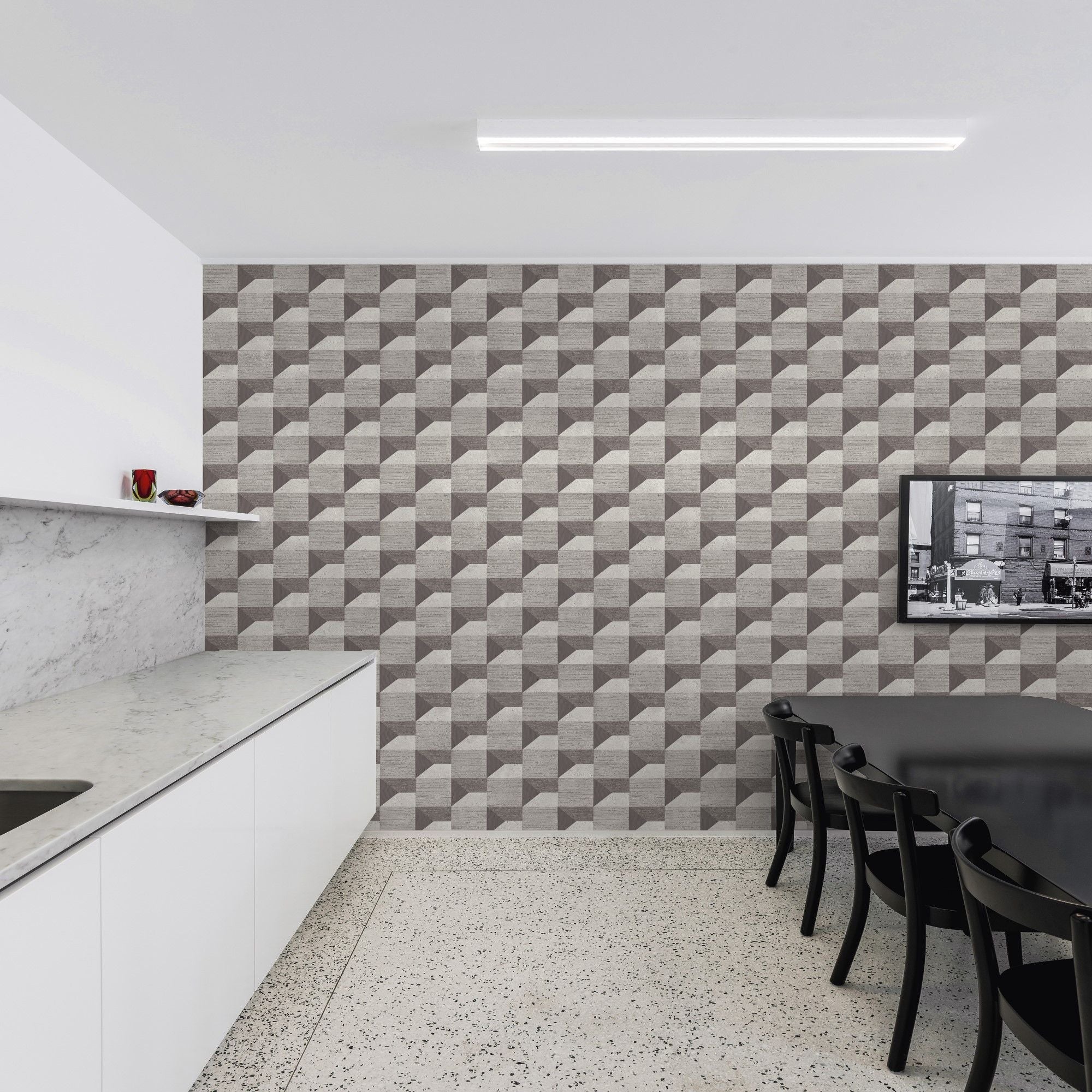 Tapet vinil Phoenix, model tip ciment/beton, 3D, gri, rola 10 x 0.53 m