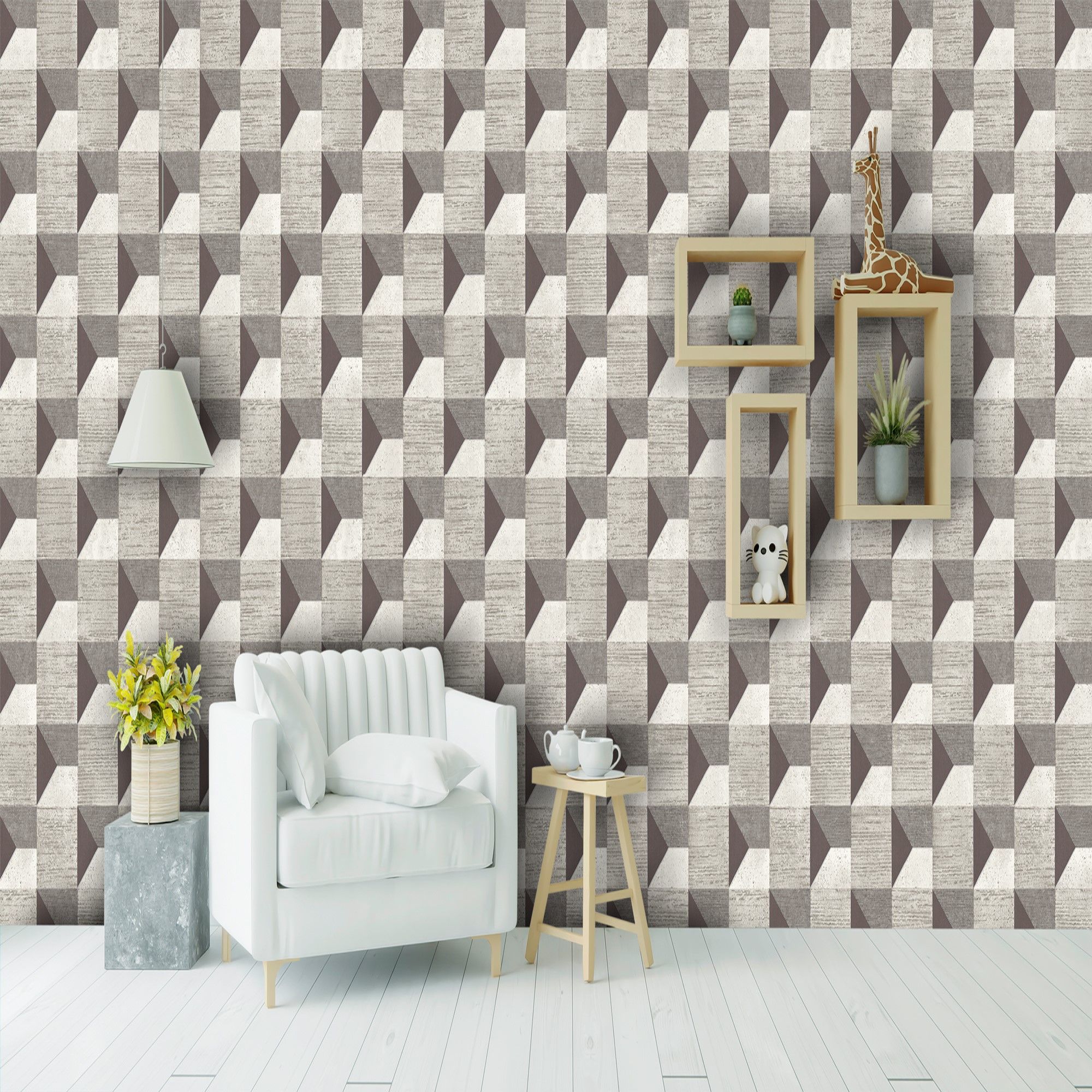 Tapet vinil Phoenix, model tip ciment/beton, 3D, gri, rola 10 x 0.53 m