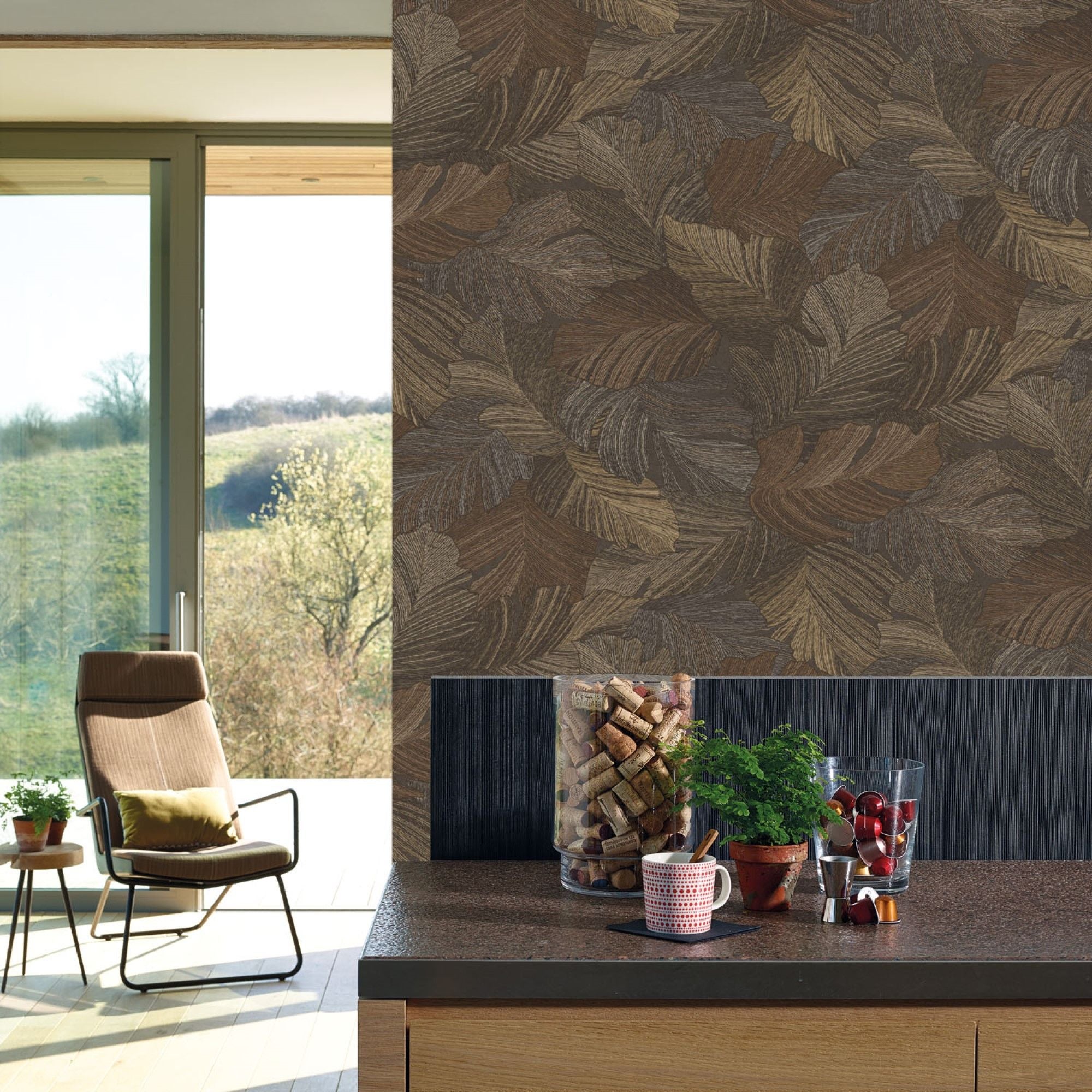 Tapet vinil Attitude, model floral, maro, rola 10 x 0.53 m