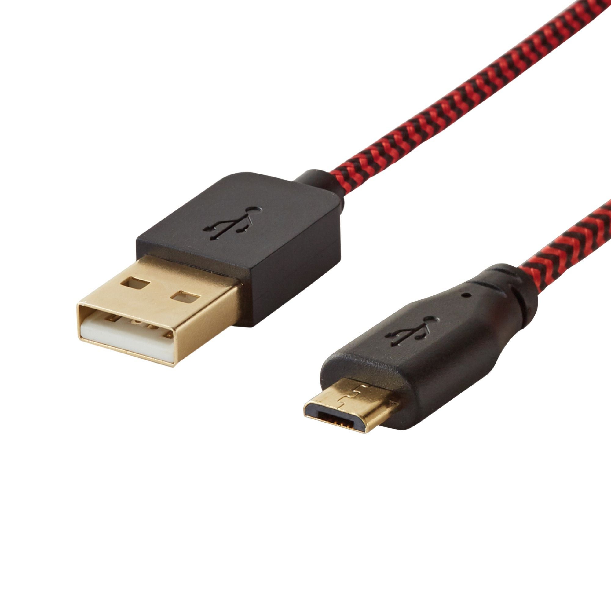 Cablu USB Evology, micro USB - USB tip A, textil, 1 m, negru/rosu