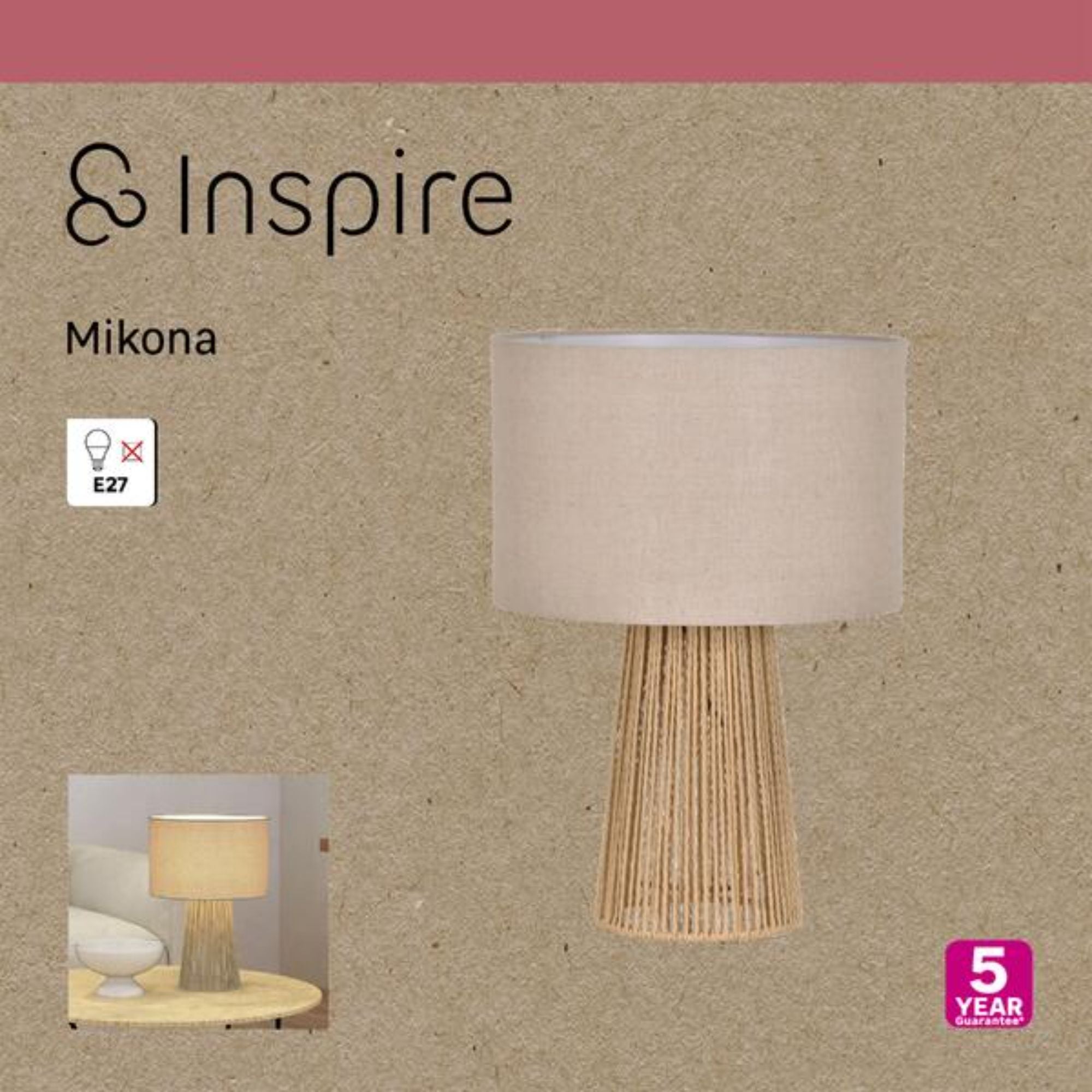 Veioza Mikona, 1 x E27, 15 W, H 40 cm