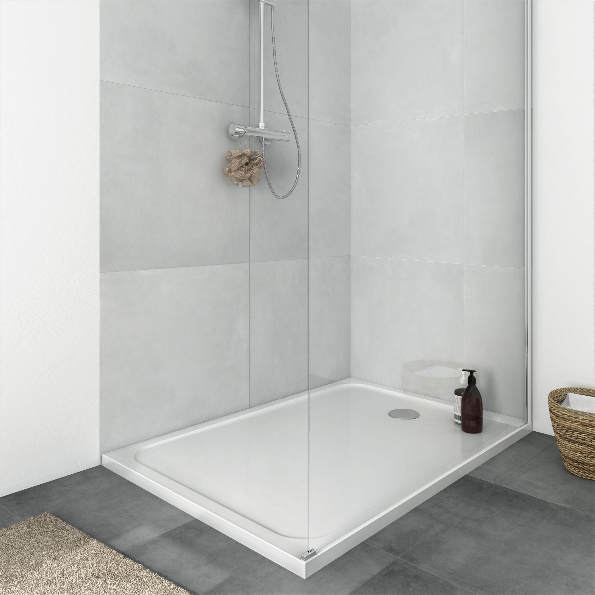 Cadita dus, Easy, rectangulara, rasina minerala, 80 x 120 cm, alb