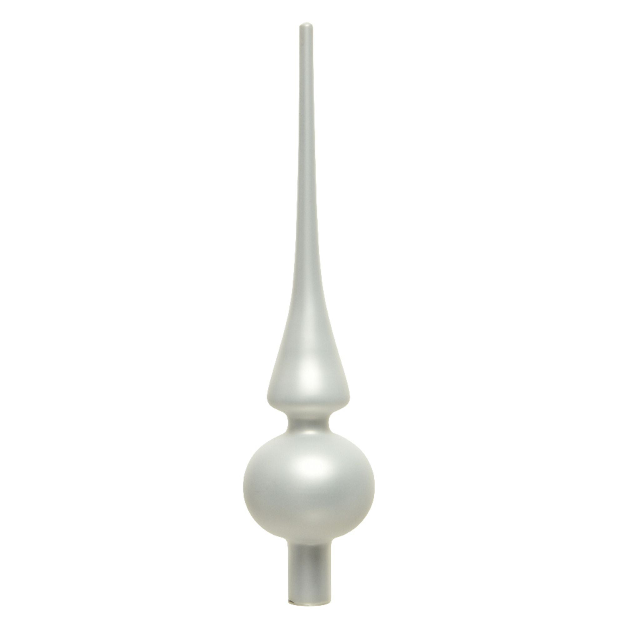 Varf de brad, model conic, sticla, inaltime 28 cm, alb mat