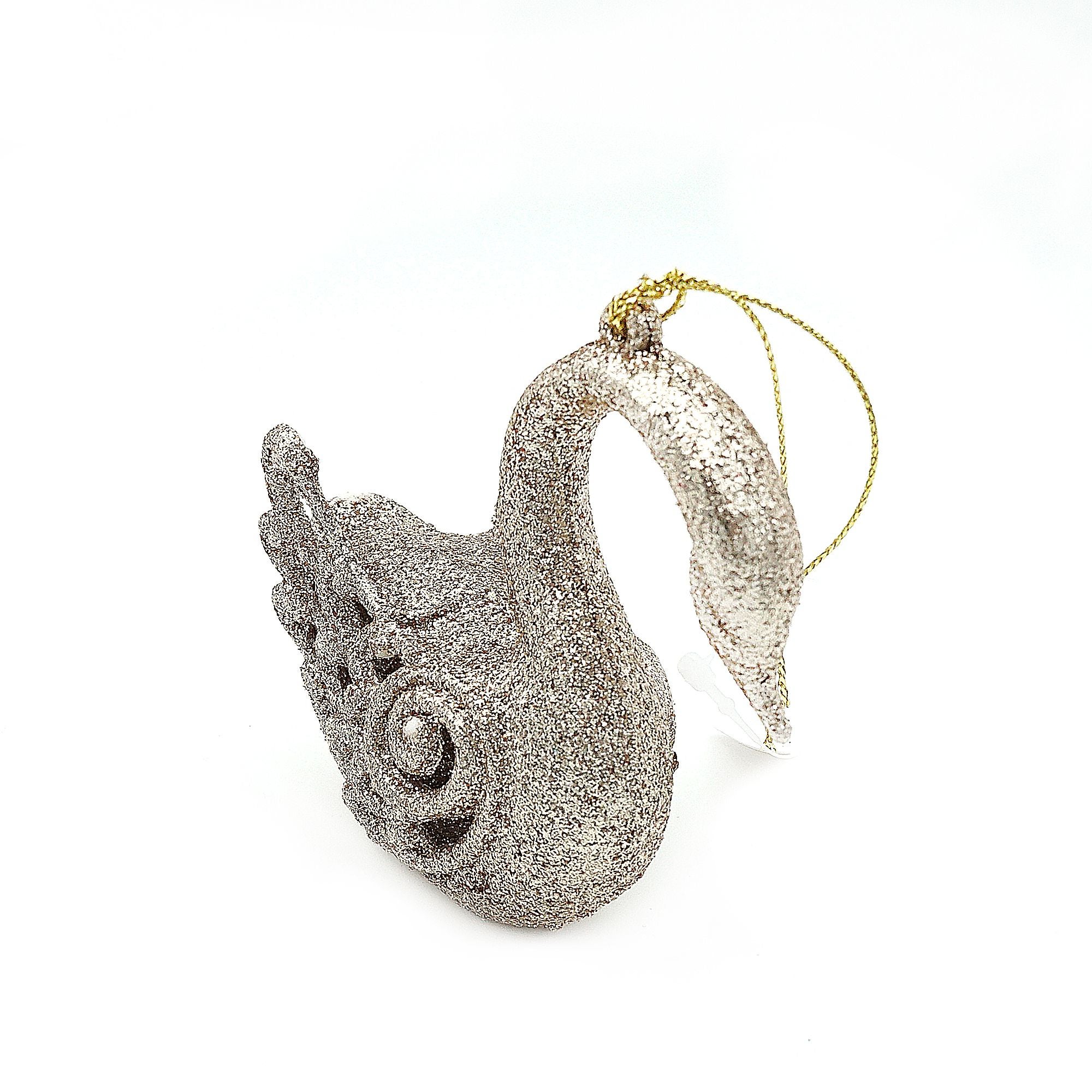 Decoratiune Craciun, pentru brad, model lebada, plastic, 9 x 8.5 x 4 cm ...