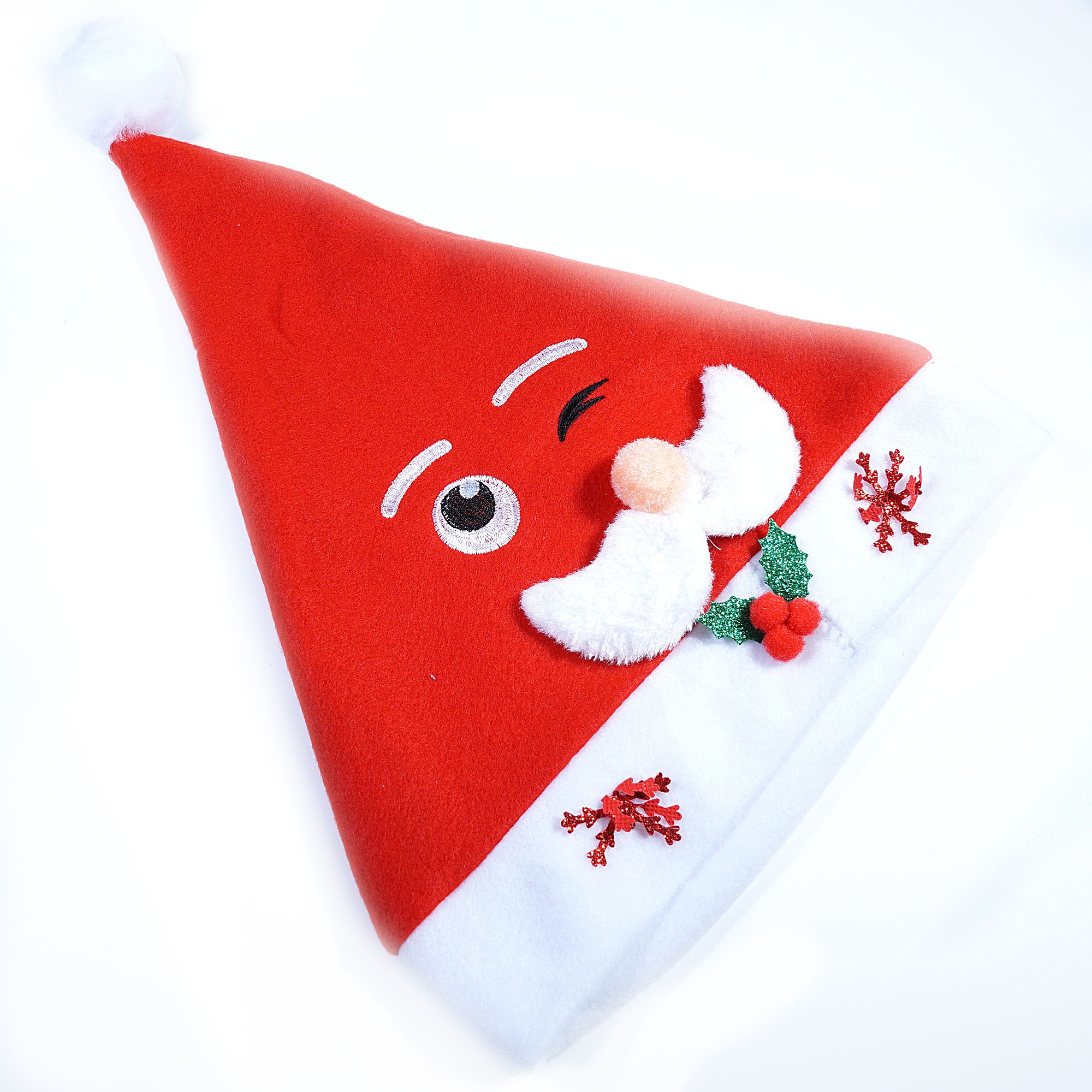 Caciula Mos Craciun, textil, 38 cm, rosu