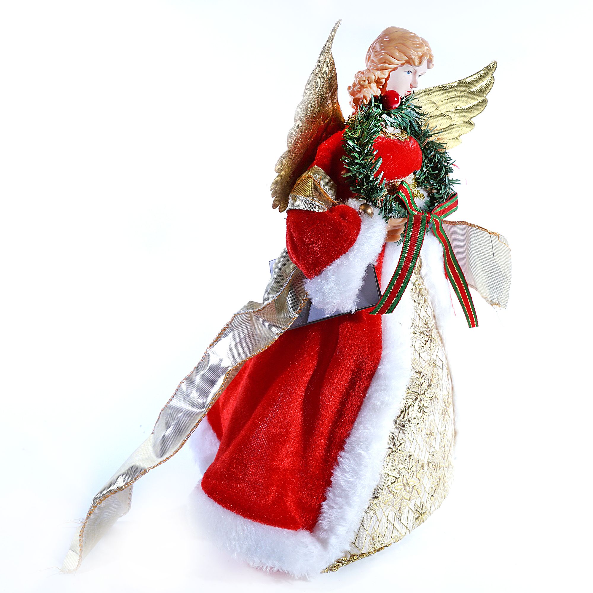 Varf de brad, model ingeras, plastic, inaltime 30 cm, rosu
