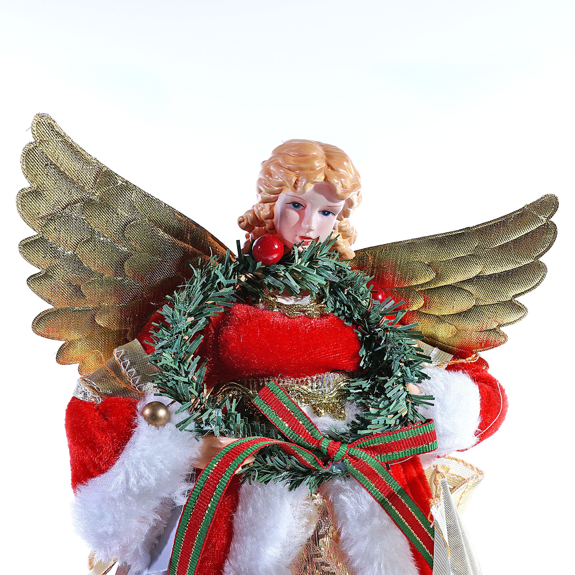 Varf de brad, model ingeras, plastic, inaltime 30 cm, rosu