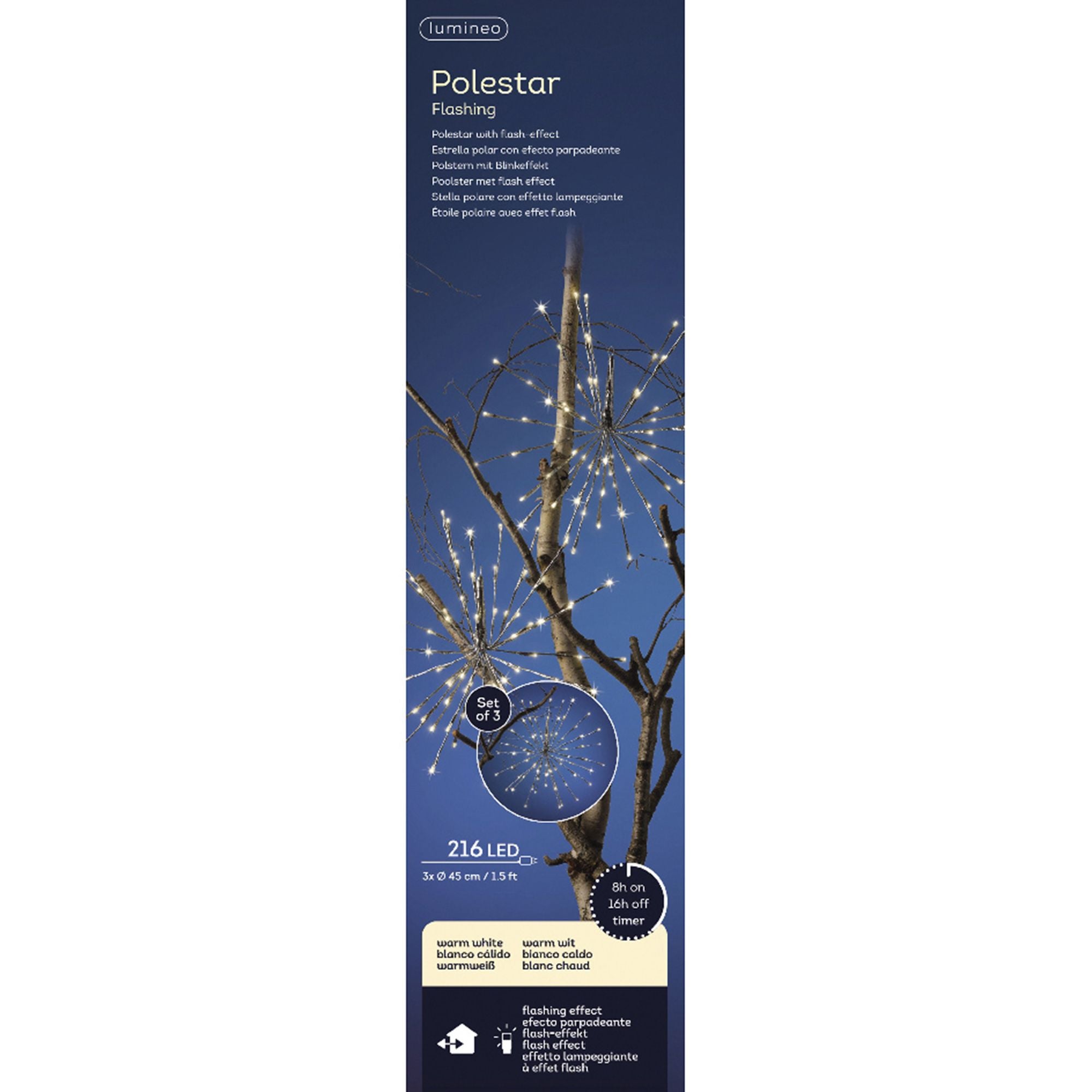 Decoratiune Craciun, model copac, 216 LED-uri, efect intermitent, 3 x Ø ...