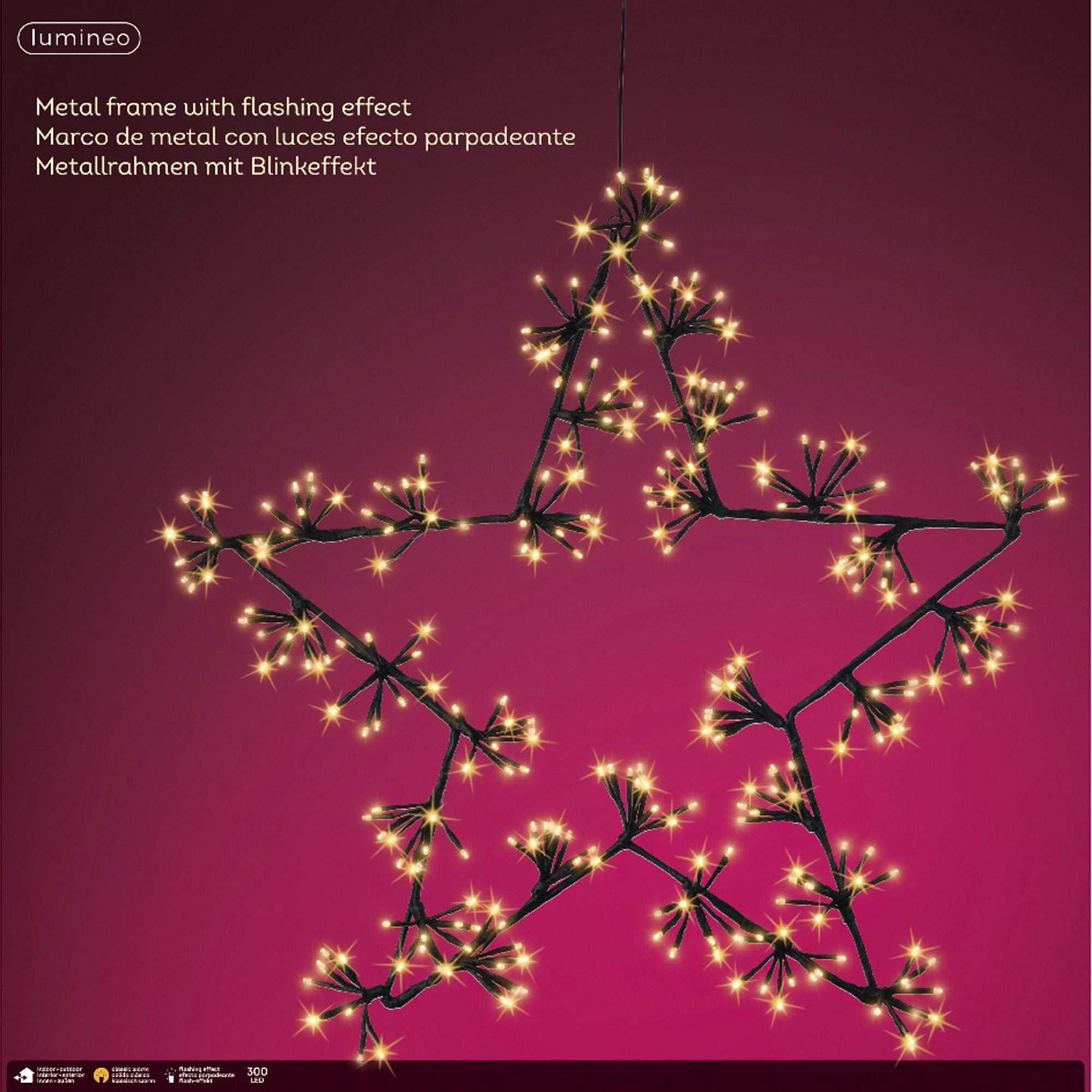 Decoratiune Craciun, model stea, 300 Led-uri, inaltime 78 cm, lumina ...