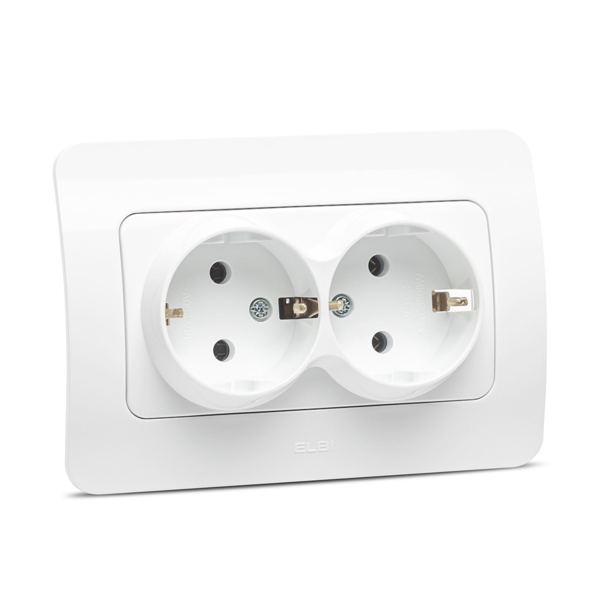 Priza dubla cu impamantare Jazz, IP20, alba