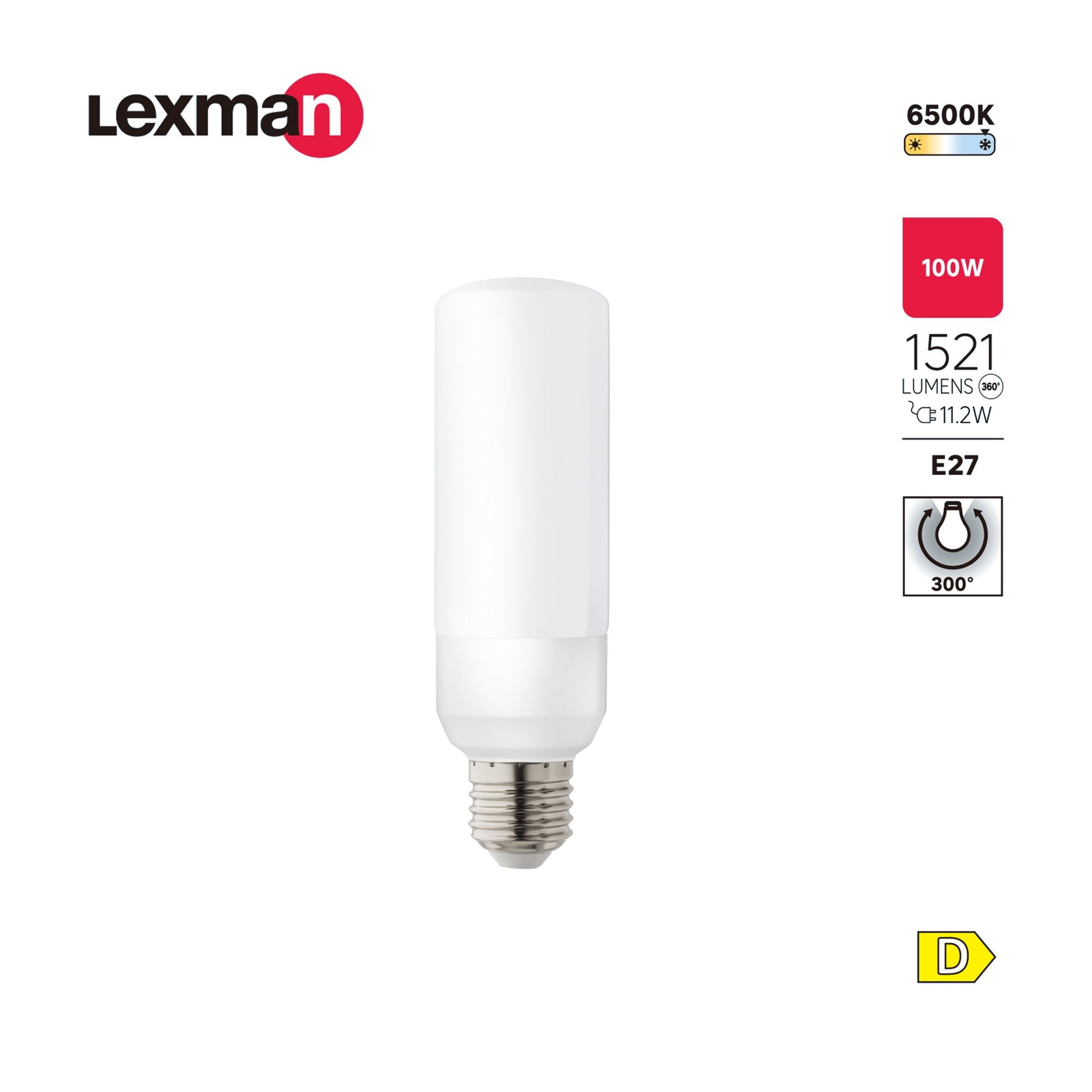 Bec LED Lexman, E27, T45, 11.2 W, alb rece, 6500K, 1521 lm, tip liniar
