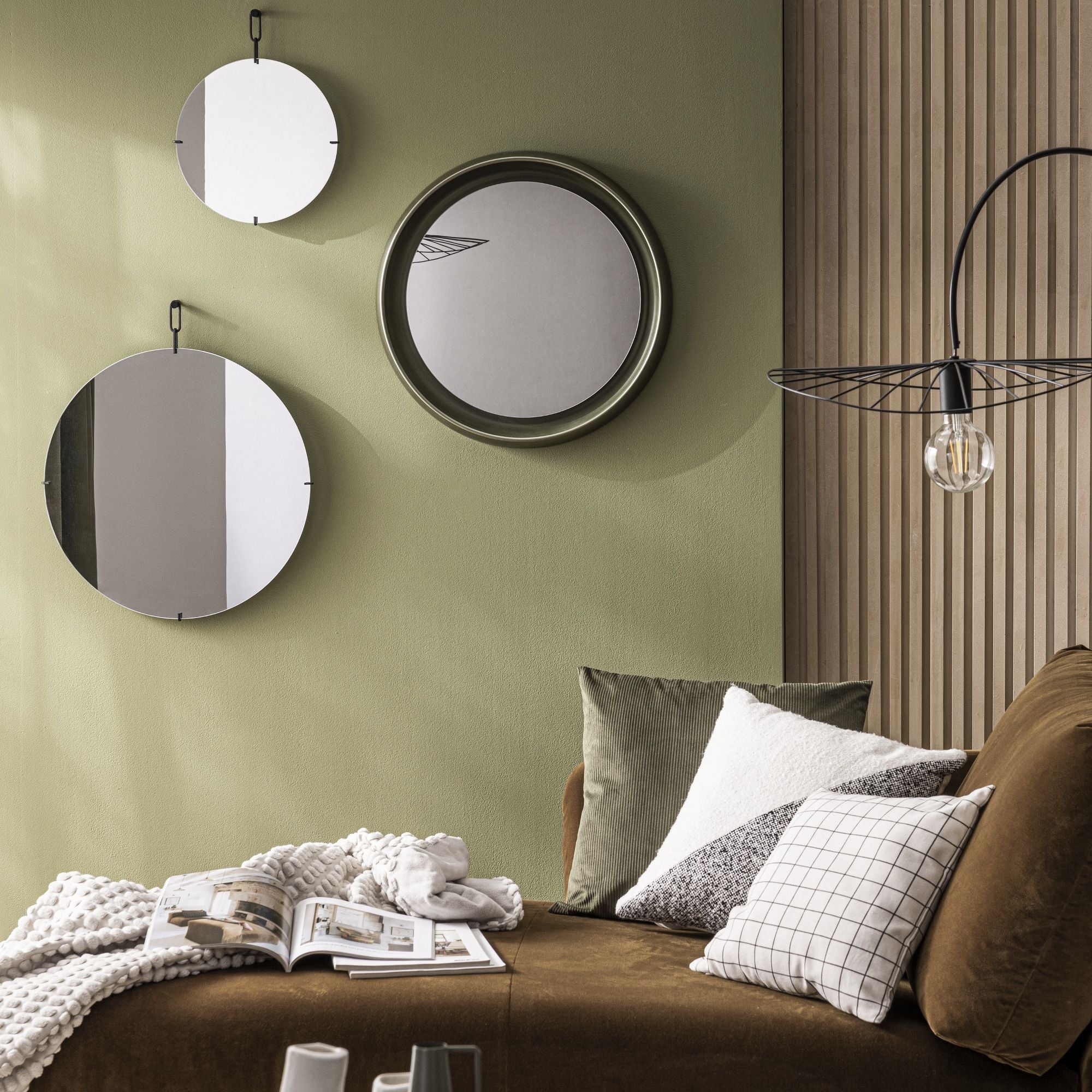 Oglinda decorativa Inspire Curl, 55 cm, rama plastic, argintiu