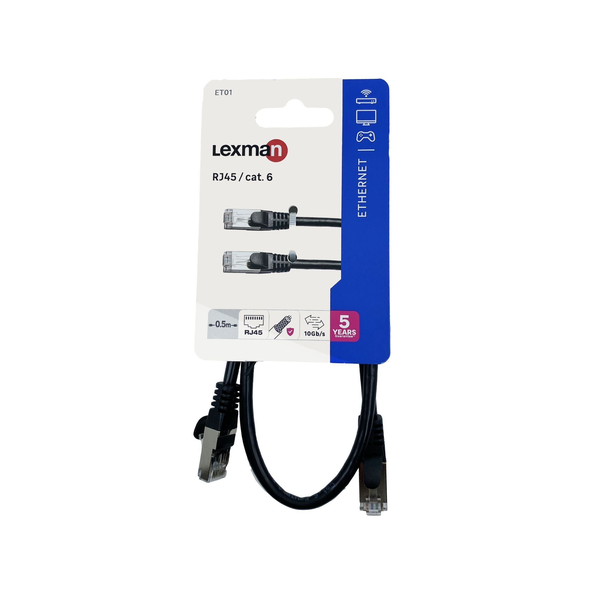 Cablu date Lexman, mufat, RJ45, CAT6, 2 m, cauciuc/cupru, negru