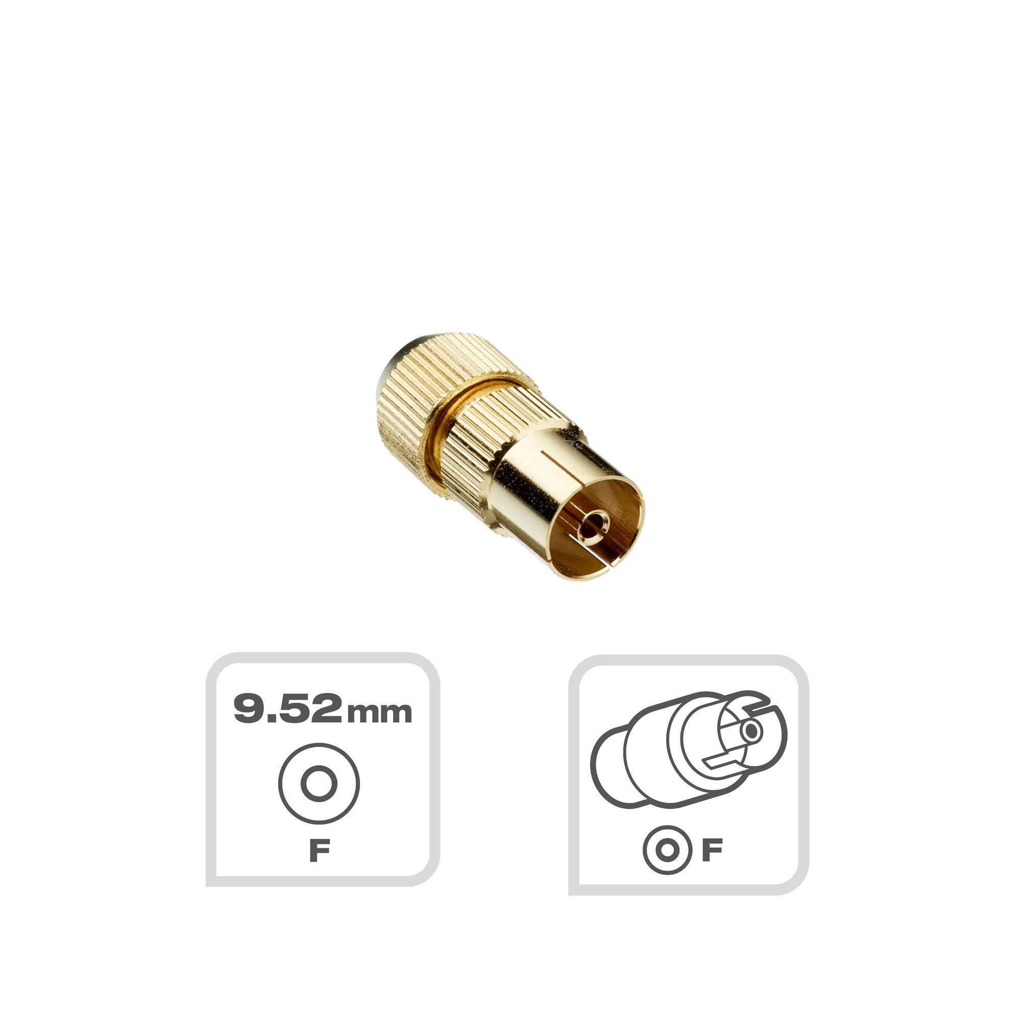 Mufa pentru cablu TV Lexman, coaxial, 9.52 mm, mama, metal, aurie